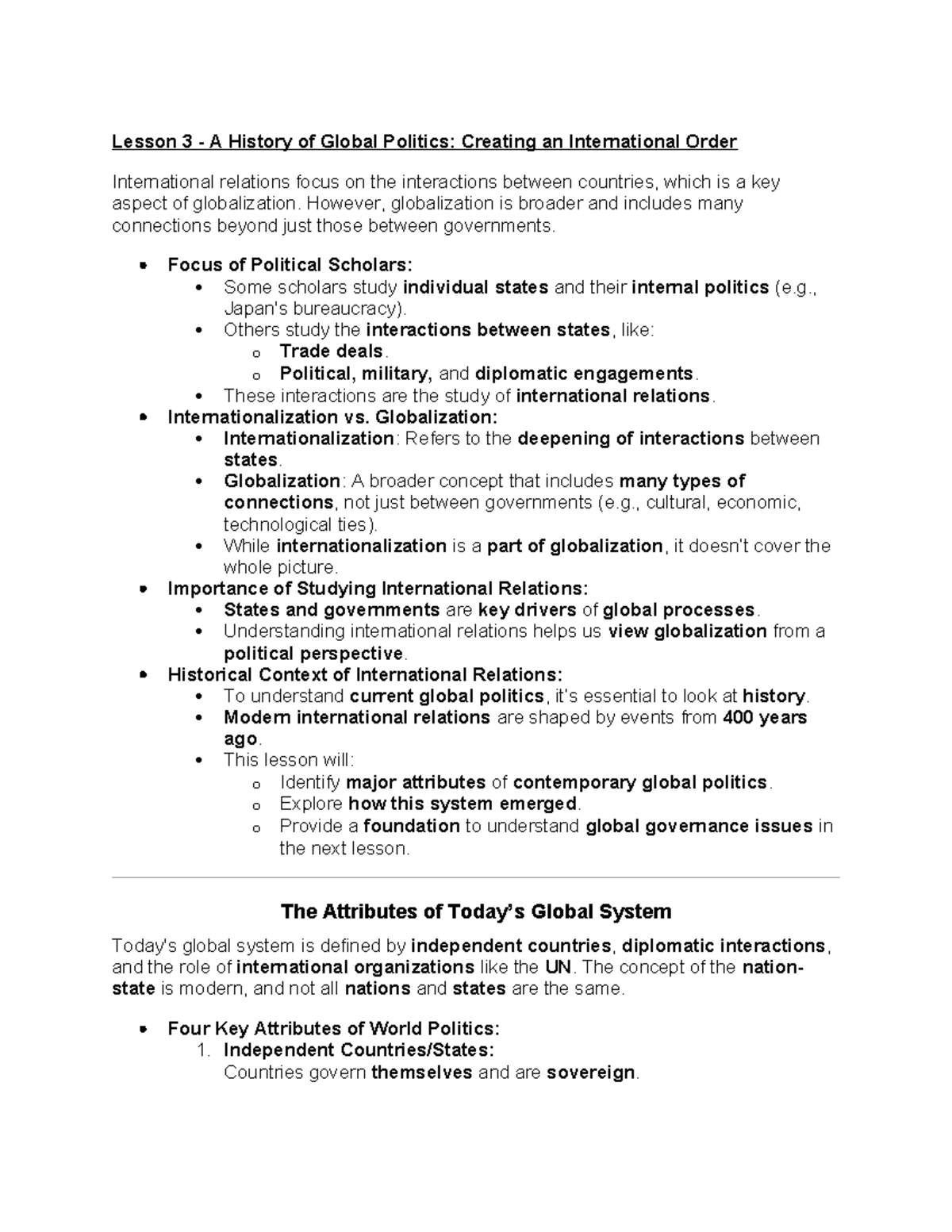 Lesson 3 - computer - Lesson 3 - A History of Global Politics: Creating ...