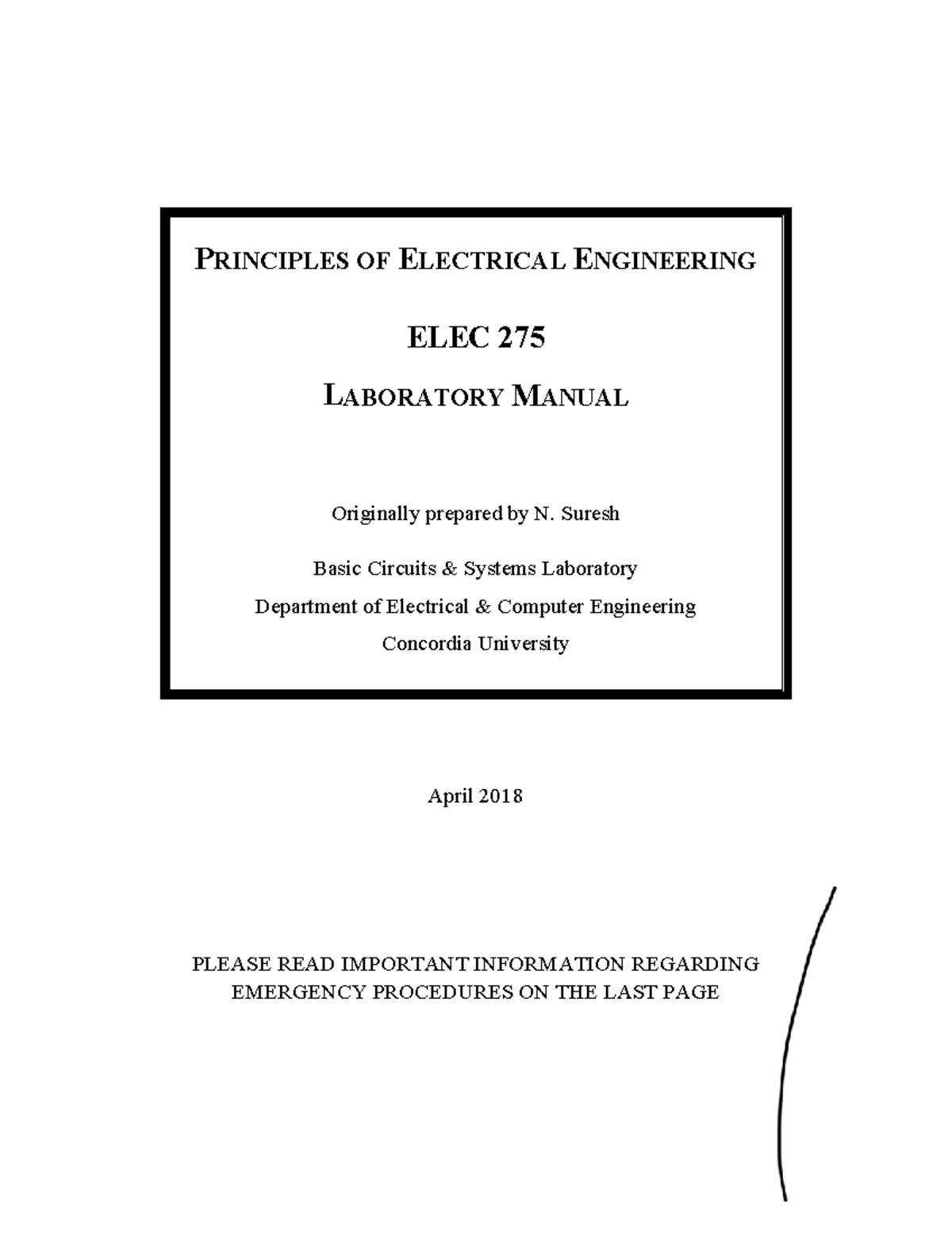 ELEC 275: Principles of Electrical Engineering Lab Manual - Studocu