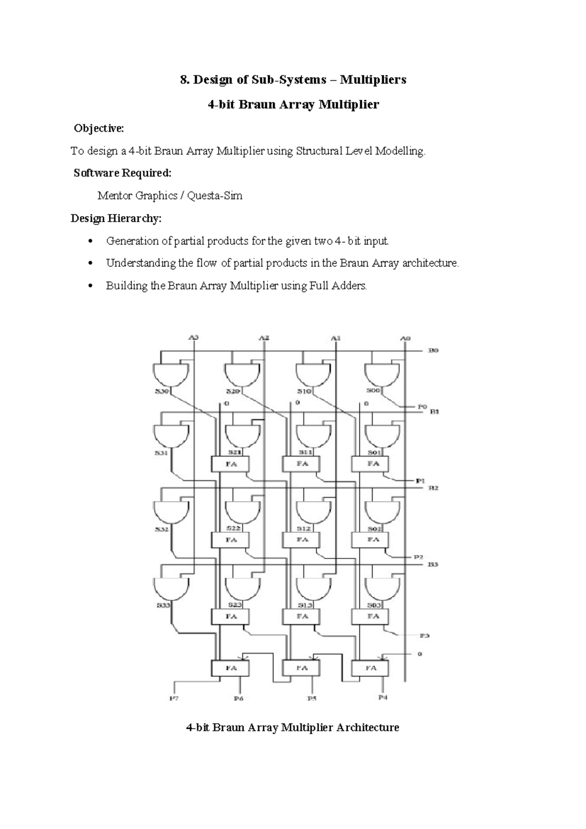 8. Design of Sub-Systems: Braun Array Multiplier Implementation - Studocu