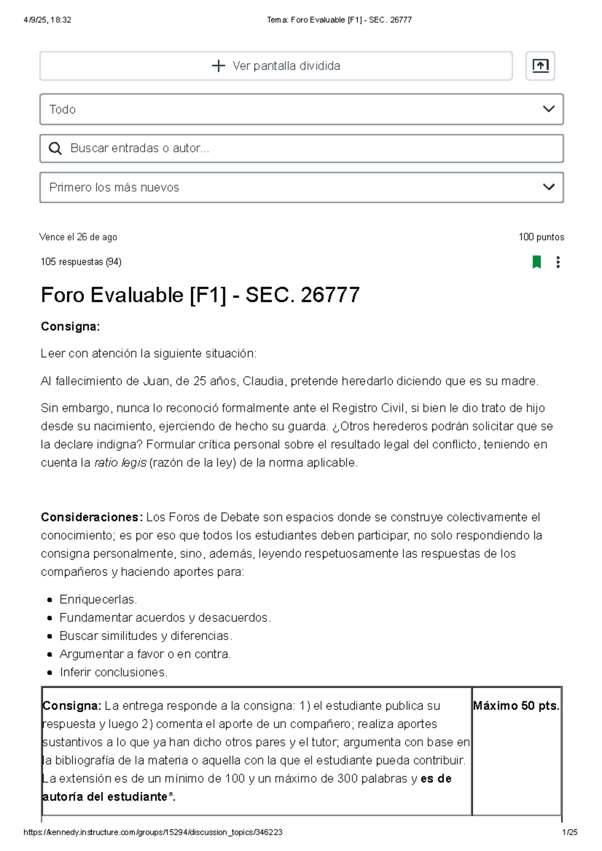 Foro Evaluable SEC: Análisis de Indignidad en Sucesiones y Filiación - Studocu