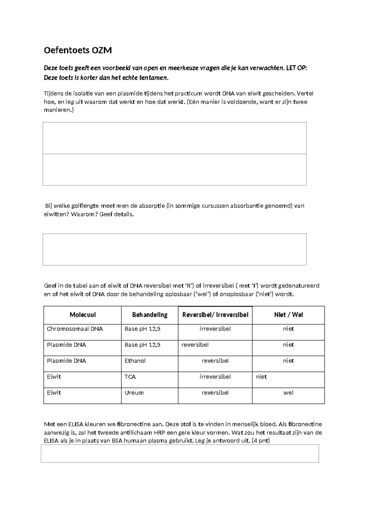 Oefentoets OZM - Voorbereidingen op het Echte Tentamen en Vragen ...