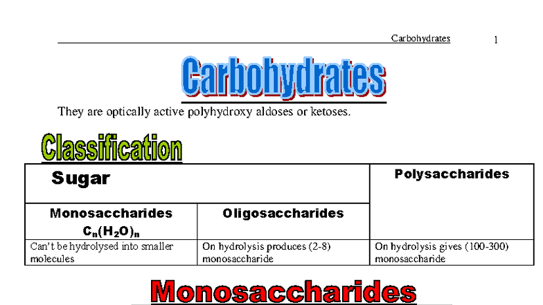 Carbohydrate-1: Key Concepts in Biochemistry (BIO 101) - Studocu