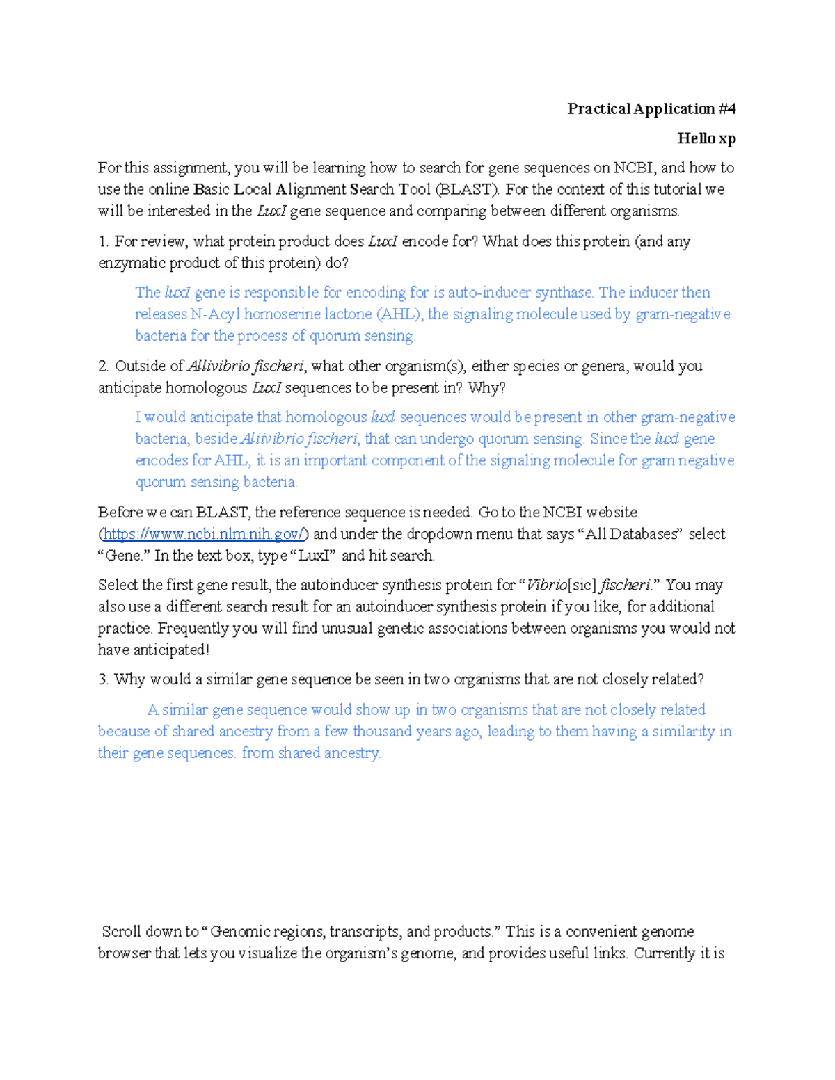 Practical Application #4 (me) - Practical Application # Hello xp For this assignment, you will ...