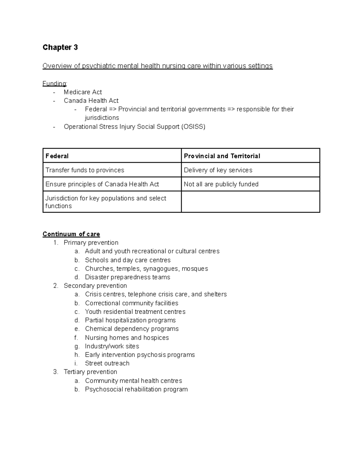 Chapter 3 & 7 Overview: Psychiatric Mental Health Nursing Care & Ethics ...