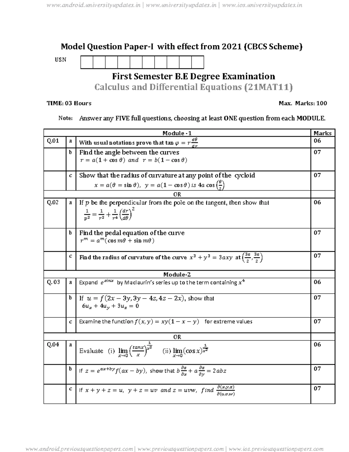 21CS61 Software Engineering & Project Management Final Exam Model Paper - Studocu