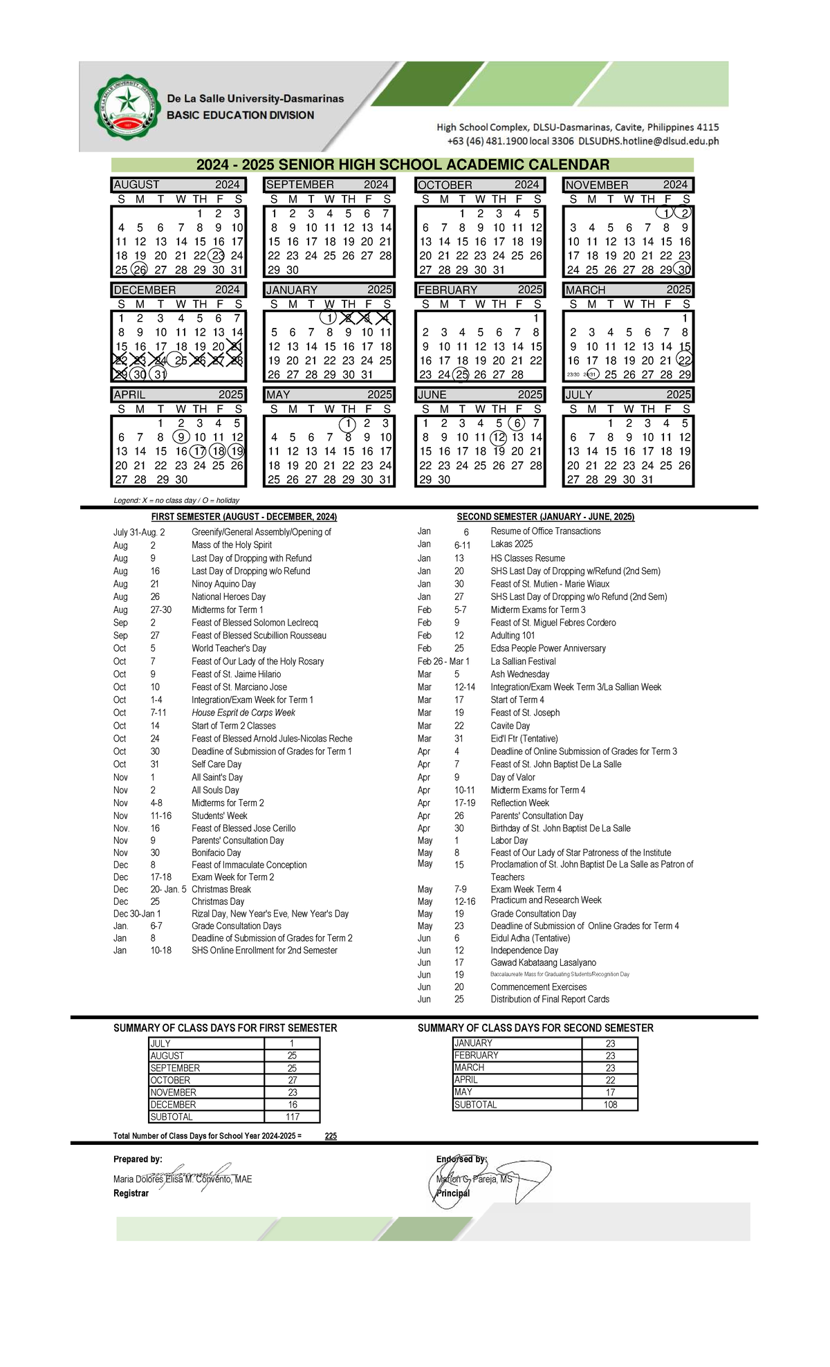 2024-2025 SHS Academic Calendar: Key Dates & Events Overview - Studocu