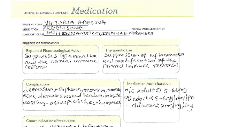 ACTIVE LEARNING TEMPLATE: Med5 - Medication Review for Prednisone ...
