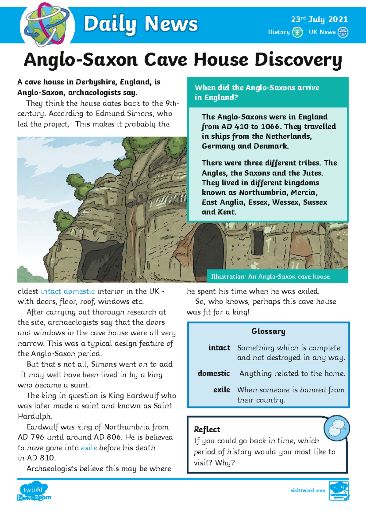 Daily News: Anglo-Saxon Cave House Discovery - LKS2 (7-9) - Studocu