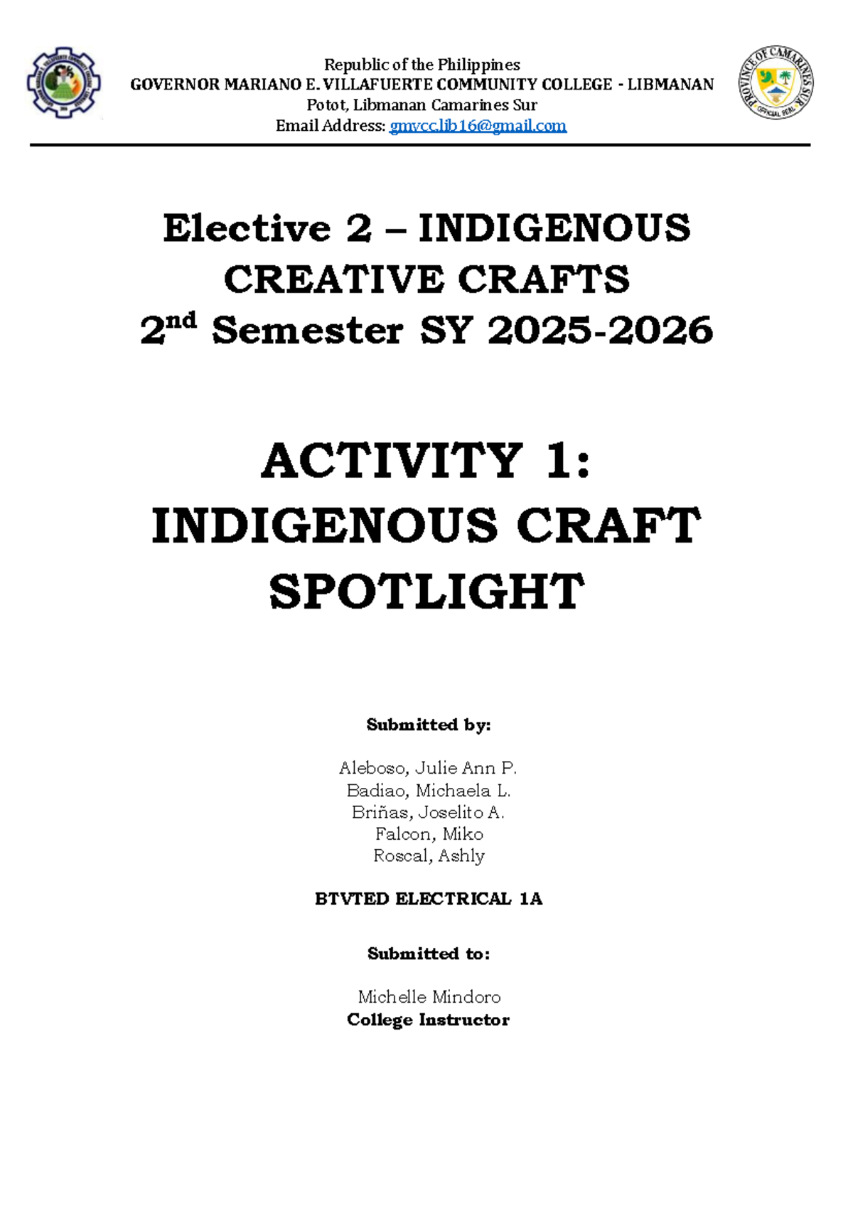 Elective 2 Activity: Indigenous Crafts - Spotlight on Pottery (ELC1A ...