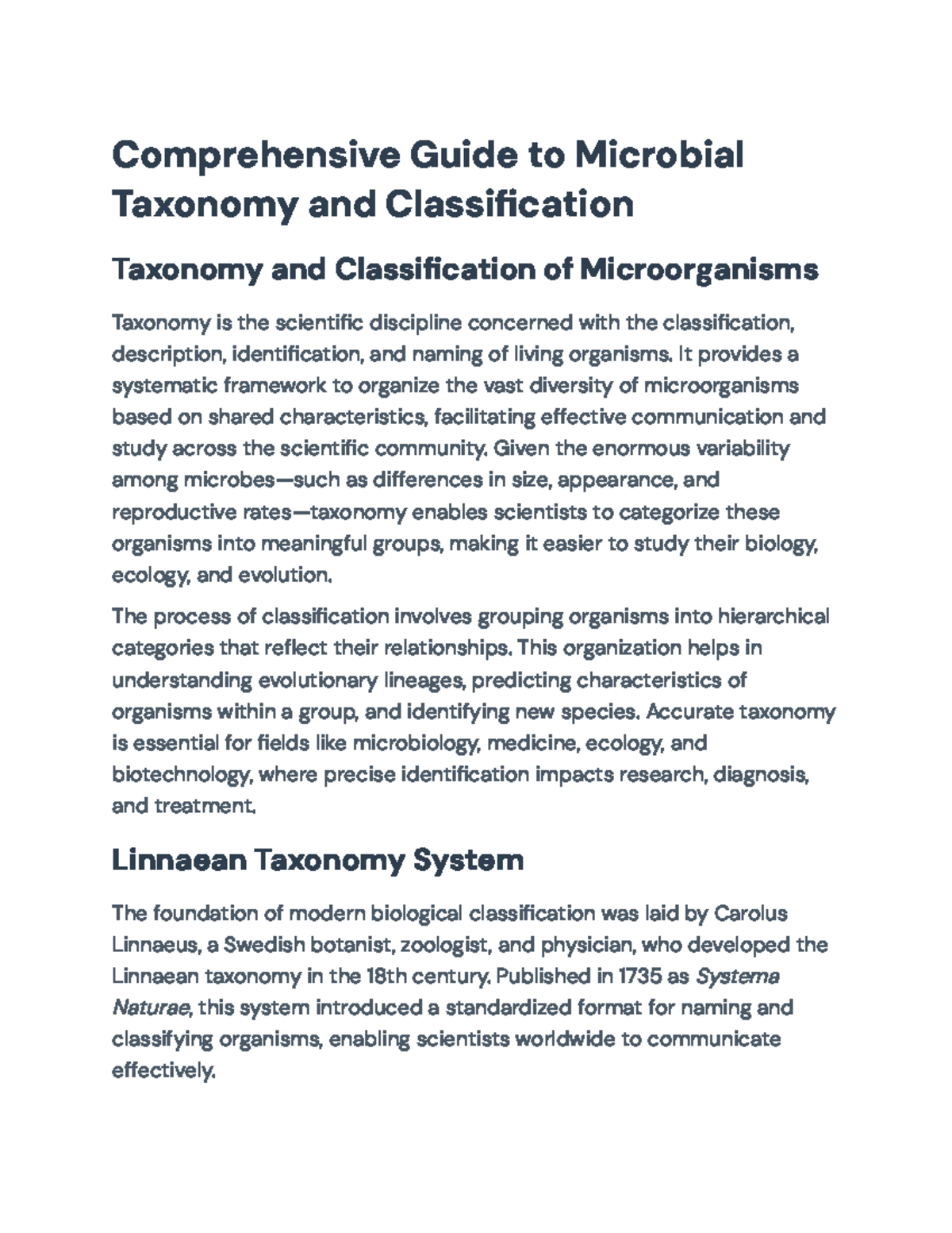 Comprehensive Overview of Microbial Taxonomy and Classification (BIO ...
