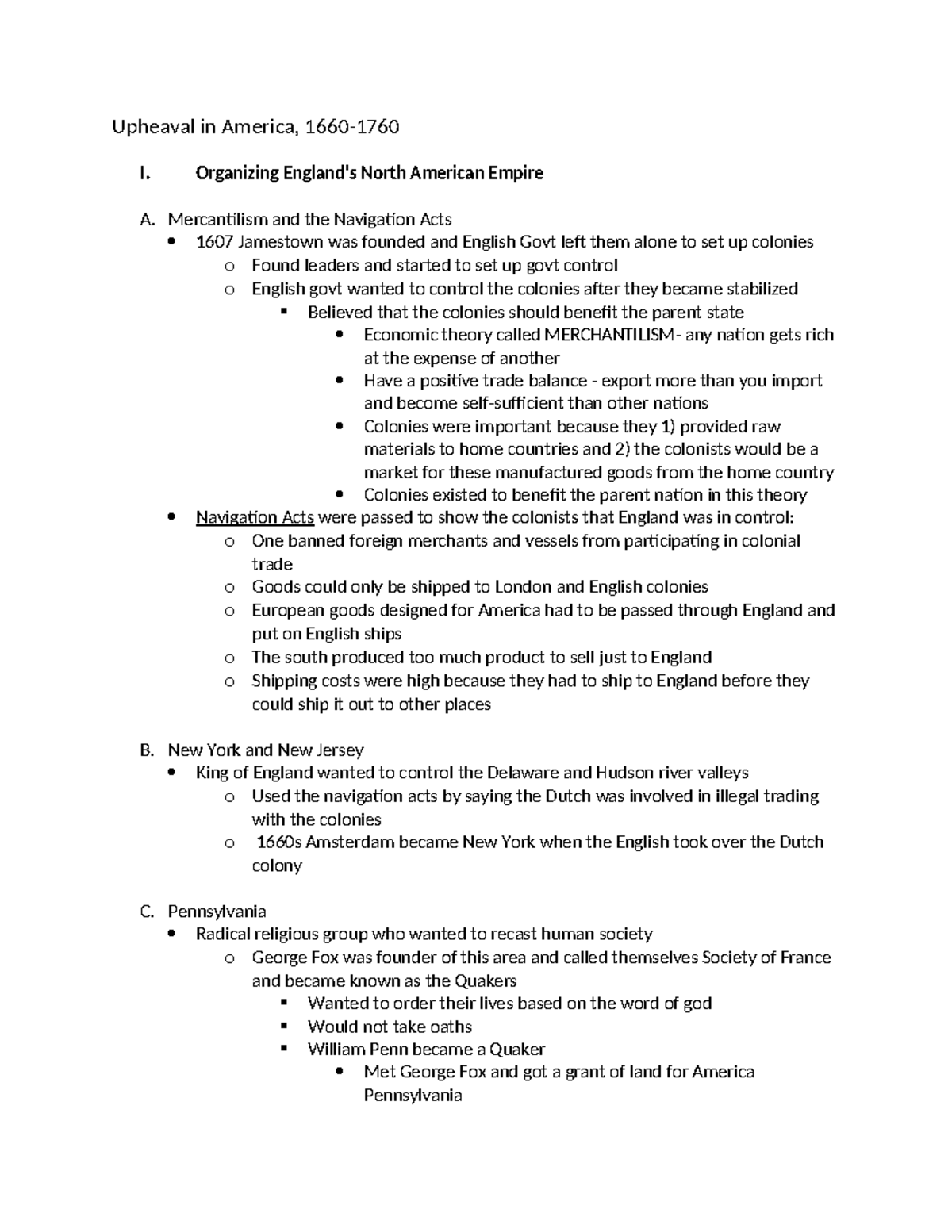 Upheaval in America: An Overview of Colonial Transformations (1660-1750 ...