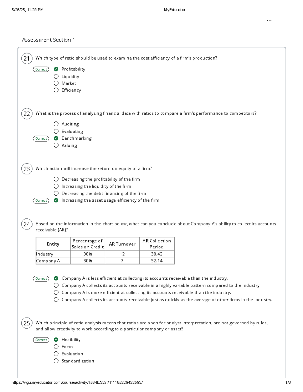 Pre-Assessment — D076 Finance Skills for Managers: Ratio Analysis ...