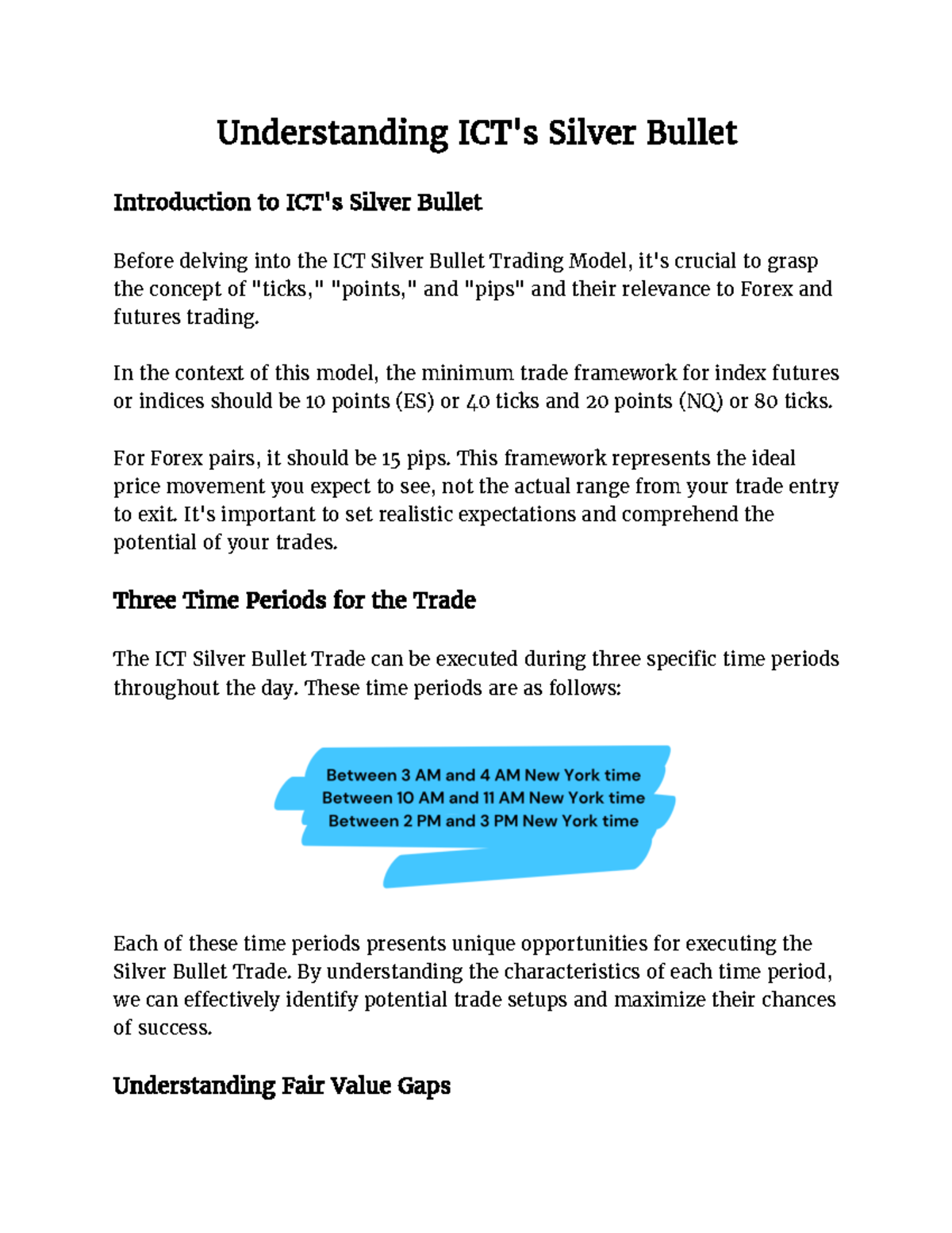 Understanding ICT Silver Bullet Trading Model (ICT SB) - Studocu