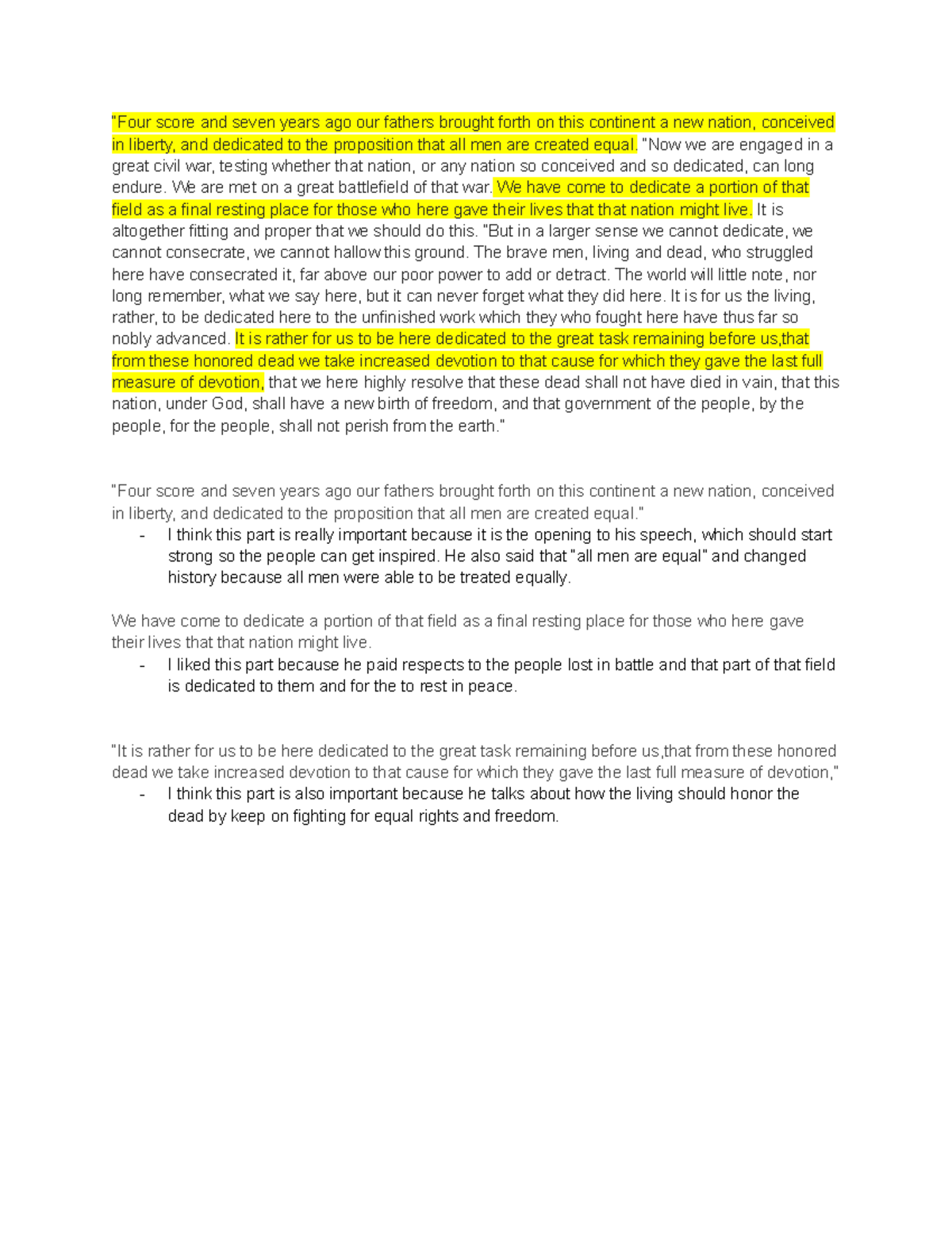 01.01 SET THE Stage - assignment - “Four score and seven years ago our fathers brought forth on ...