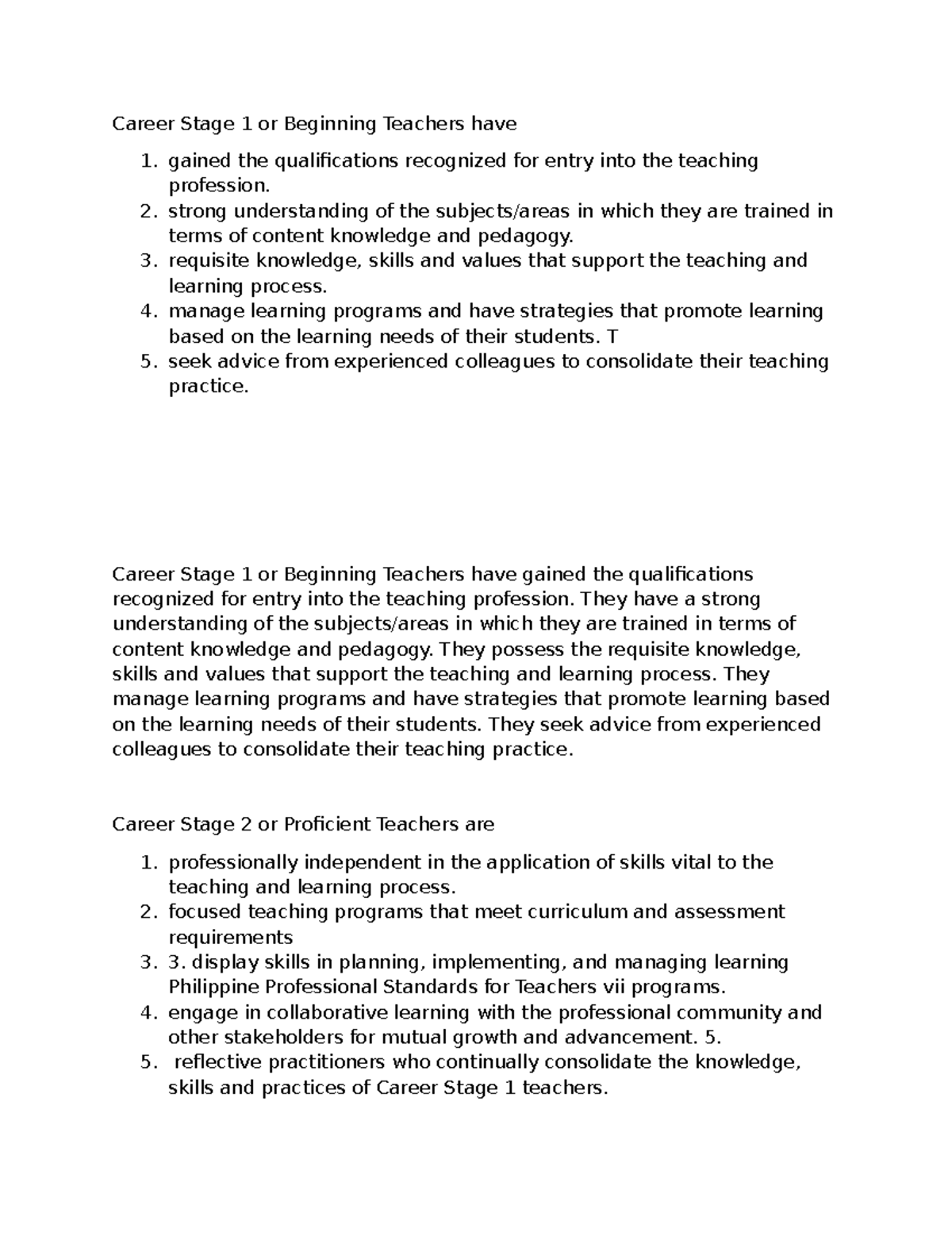 Career Stages of Teachers: From Beginning to Proficient - Studocu