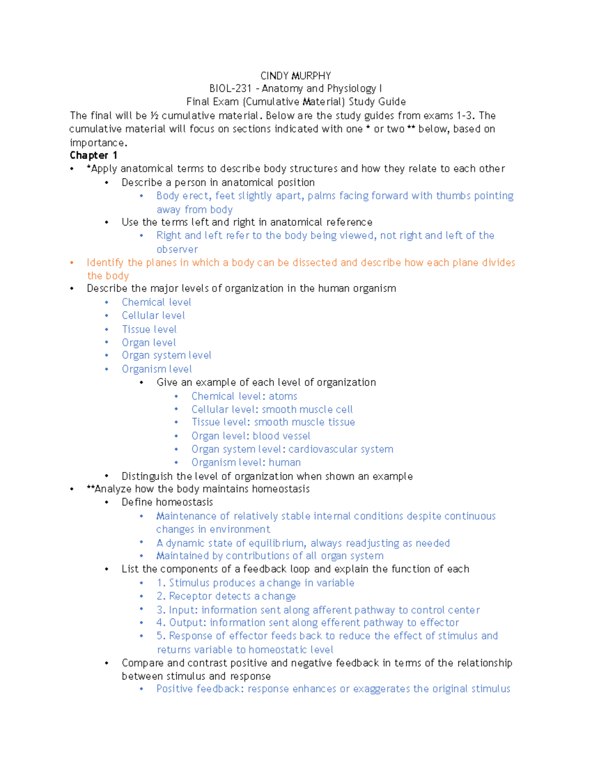Final Exam (Cumulative Material) Study Guide - Below are the study ...