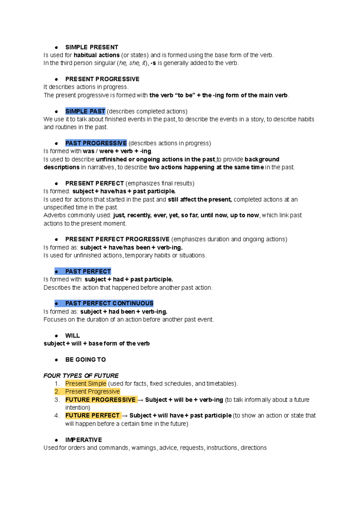 Grammatica Copia: Tenses, Modals, and Sentence Structure Guide - Studocu