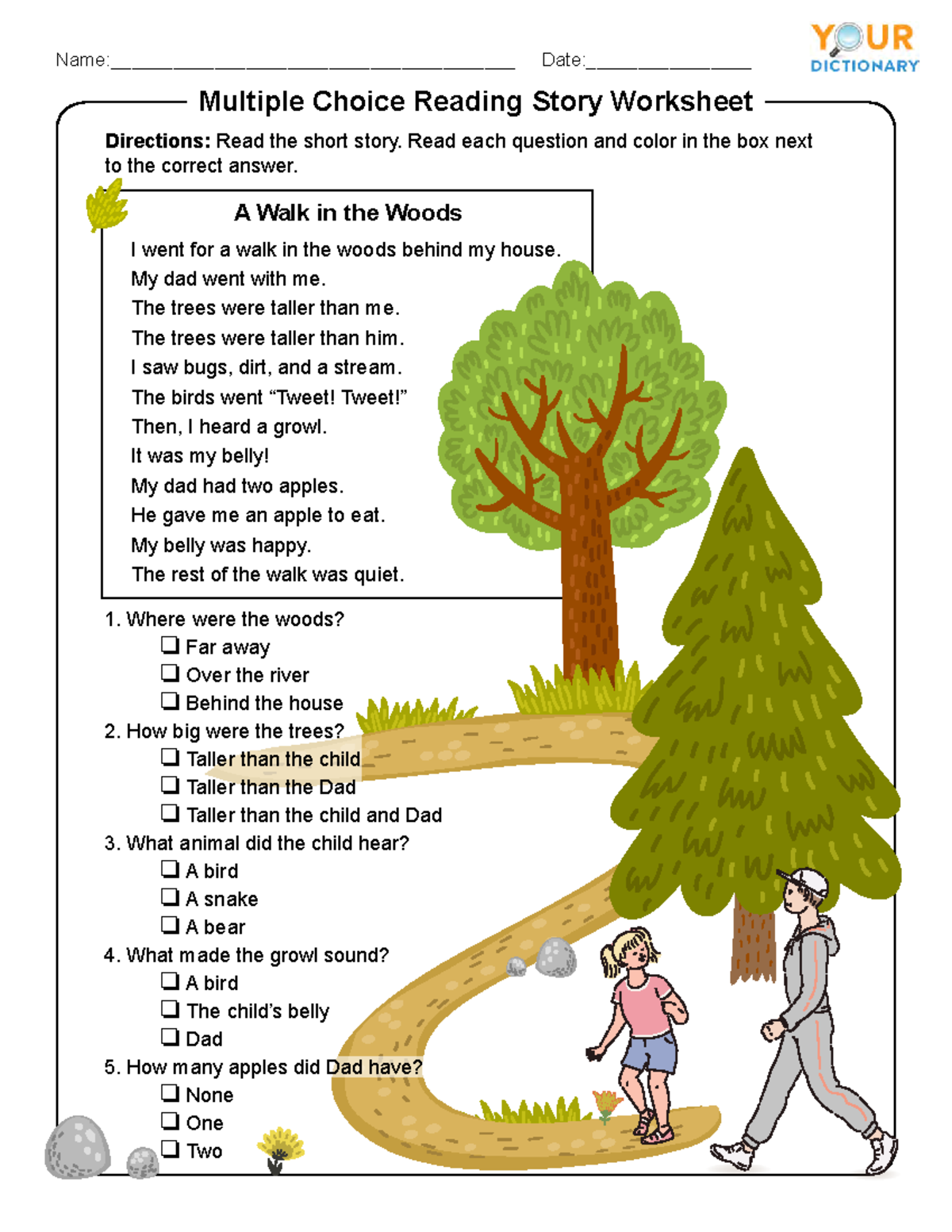 Multiple-choice-reading-story-worksheet - Name ...