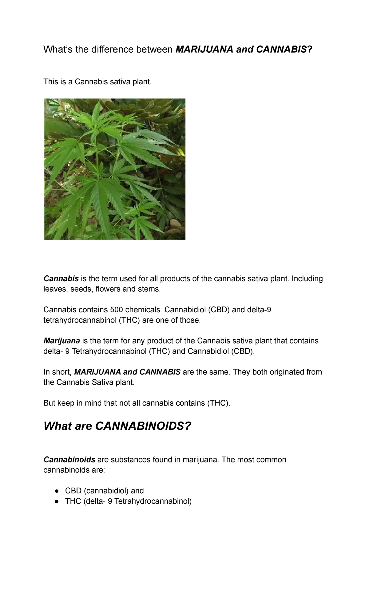 Marijuana vs. Cannabis: Key Differences and Effects - Lecture Notes ...