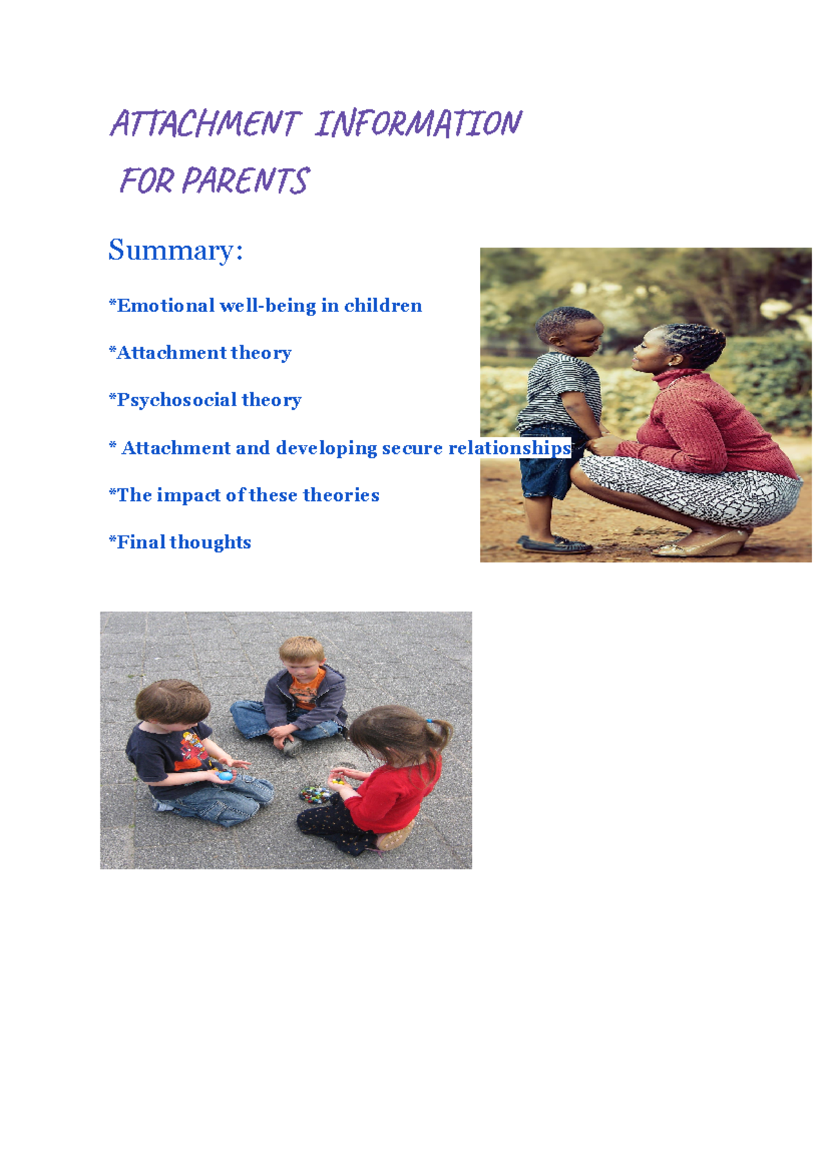 Understanding Attachment Theory in Early Years Education: Module 7 ...