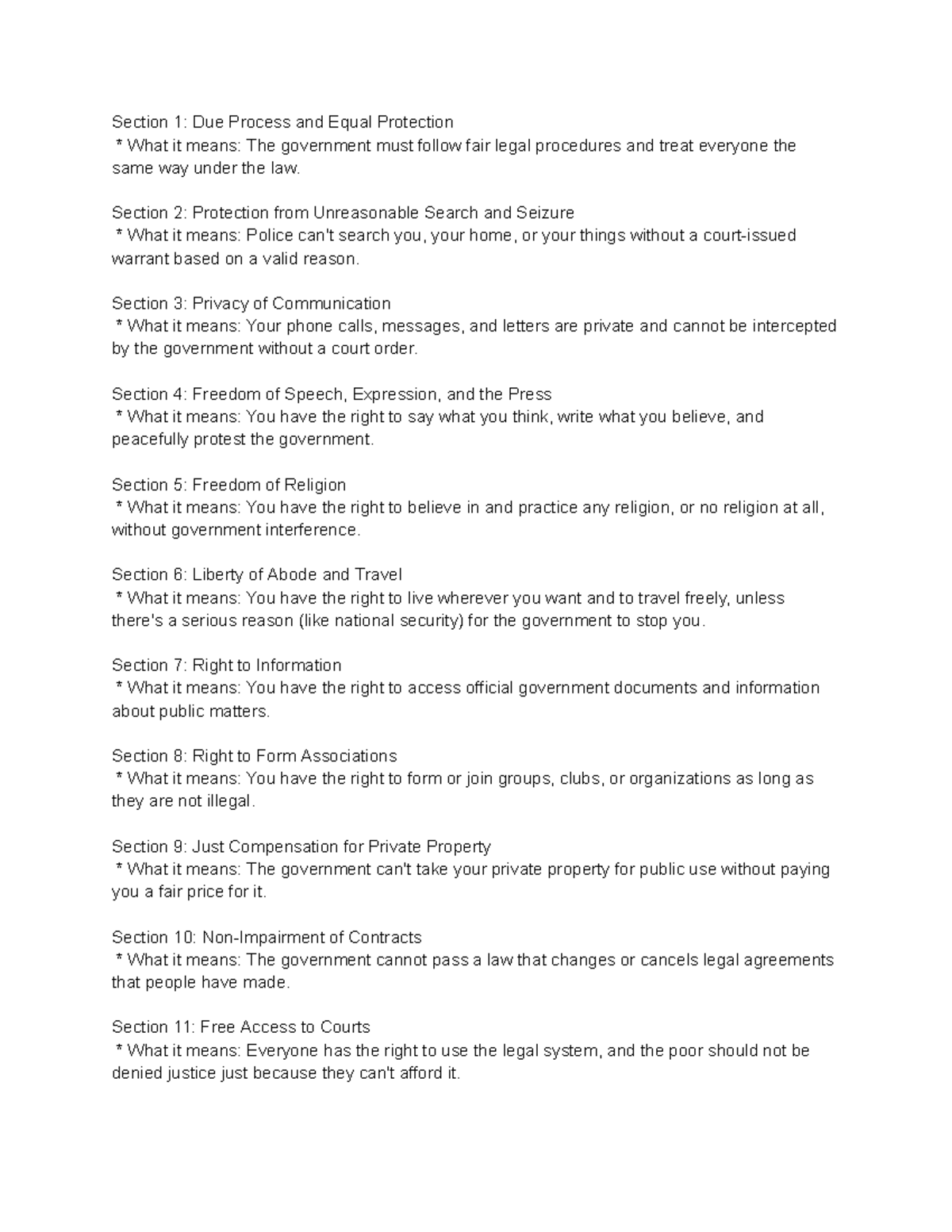 Article 3 (1987 Constitution) Summary: Due Process & Rights - Studocu