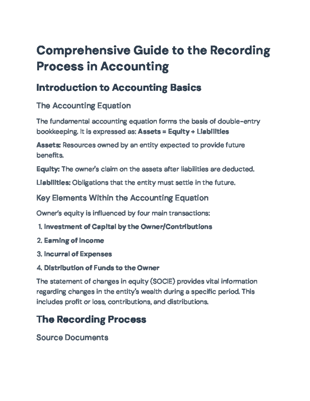 Comprehensive Accounting Recording Process: Balancing and Reporting - Comprehensive Guide to the ...