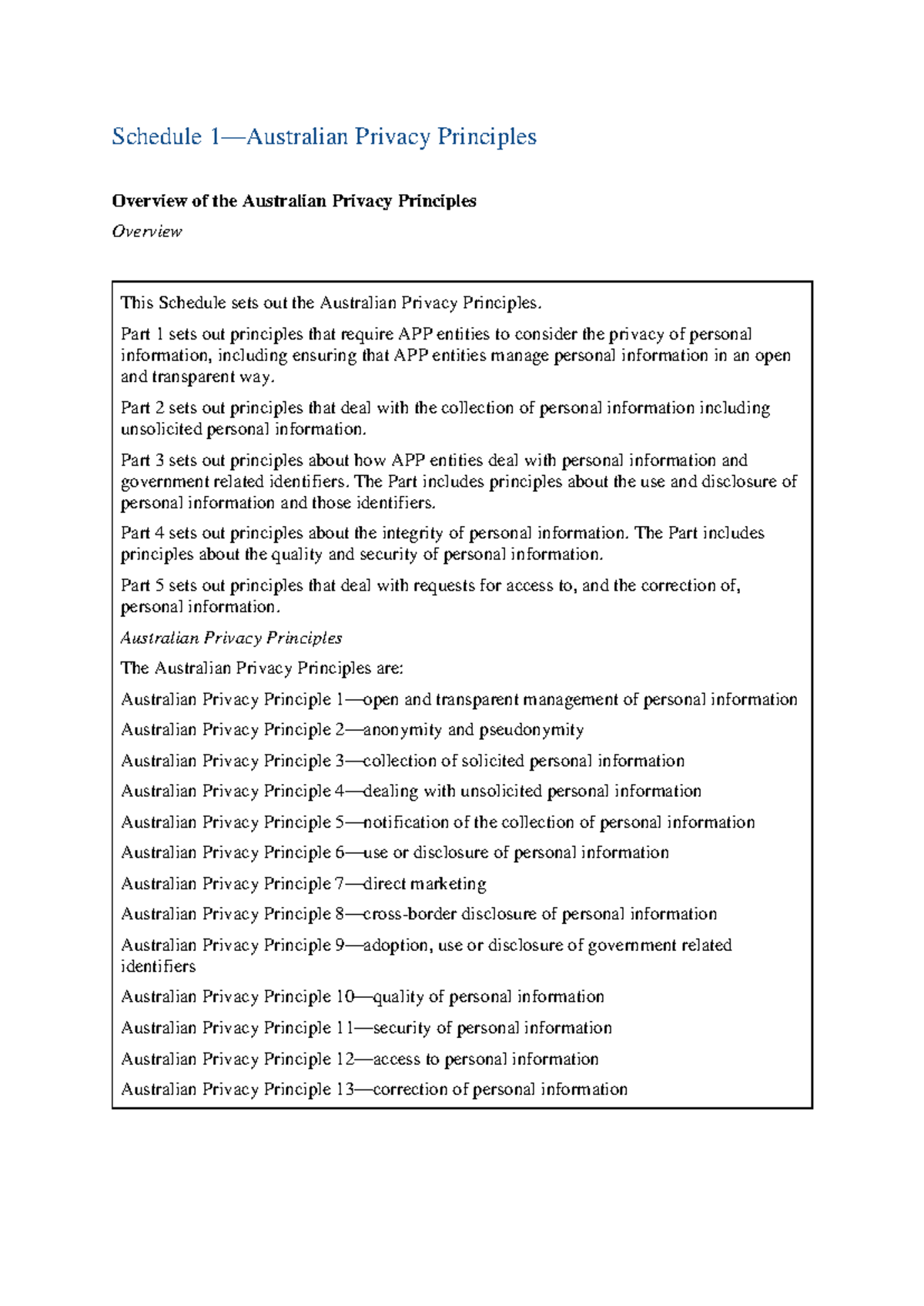 Overview of Australian Privacy Principles (APP) - Key Insights and ...