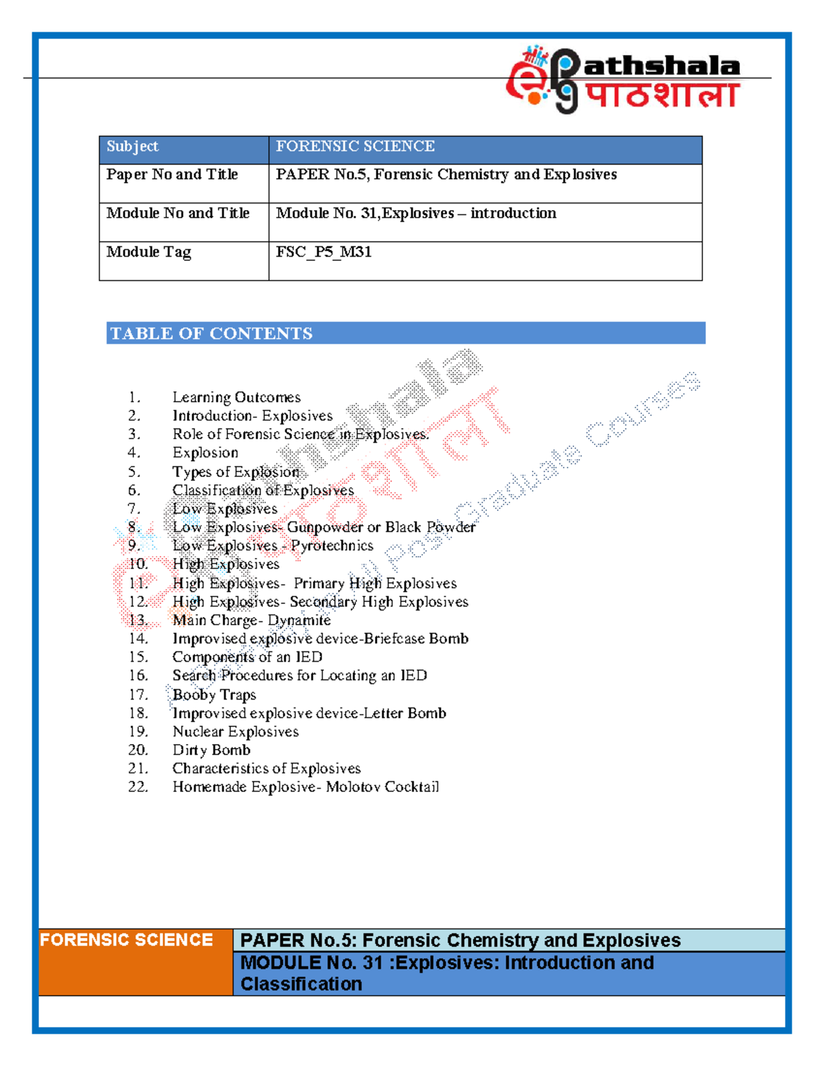 Forensic Explosives And Post Blast Analysis Forensic Science Paper No