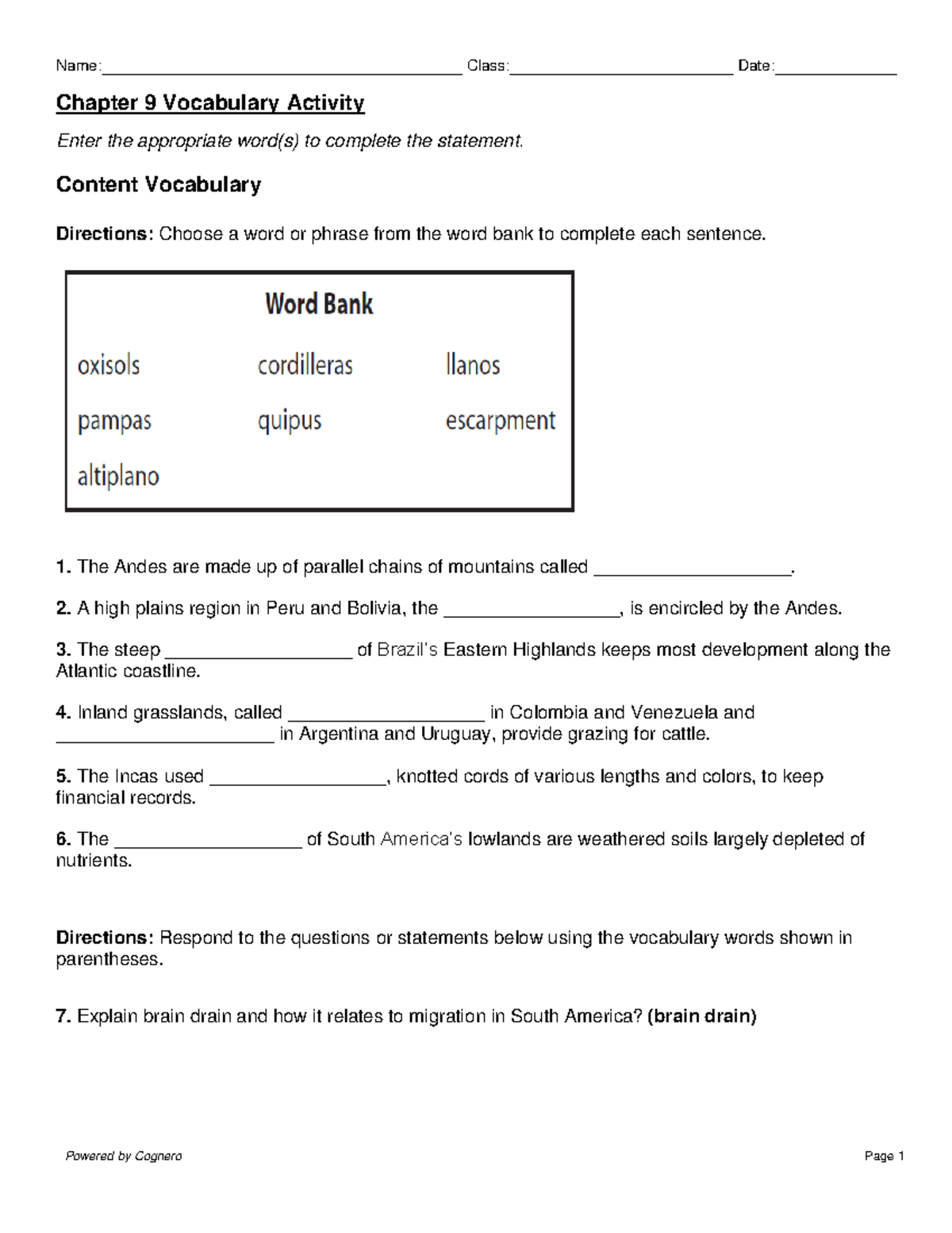 Chapter 9 Vocabulary Activity - Name: Class: Date: Chapter 9 Vocabulary ...