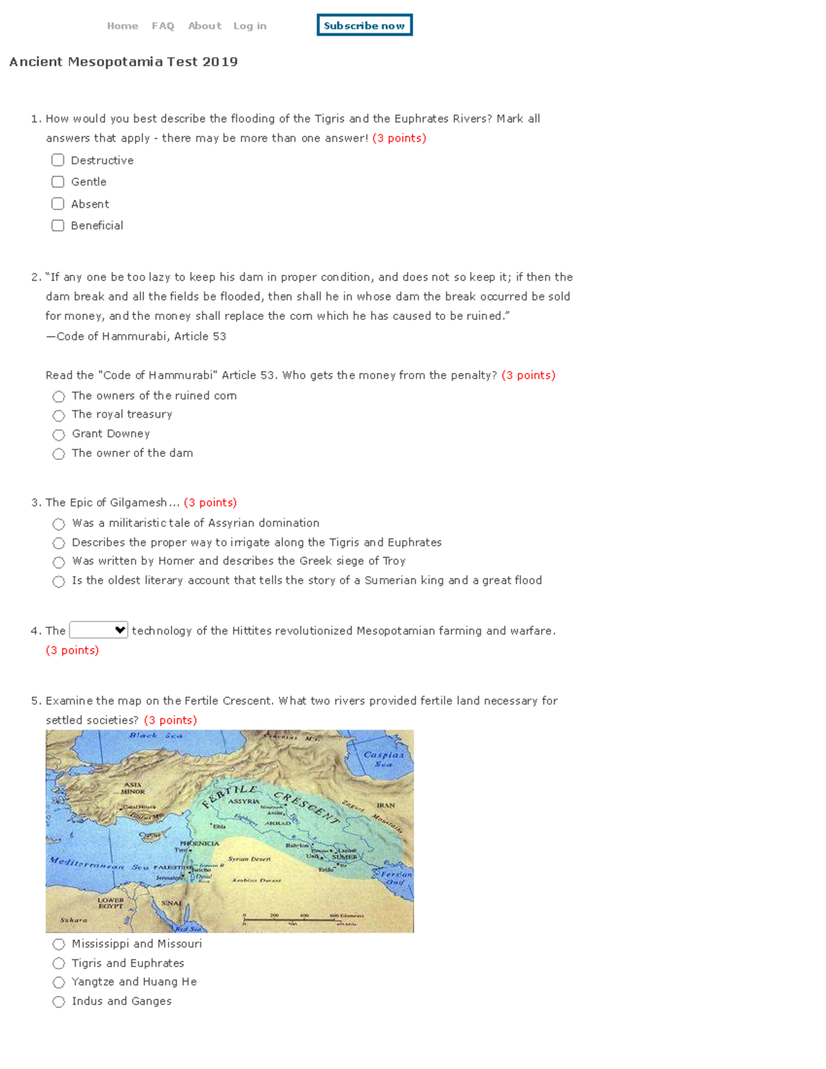 Quia - Ancient Mesopotamia Test 2019: Key Concepts and Questions - Studocu