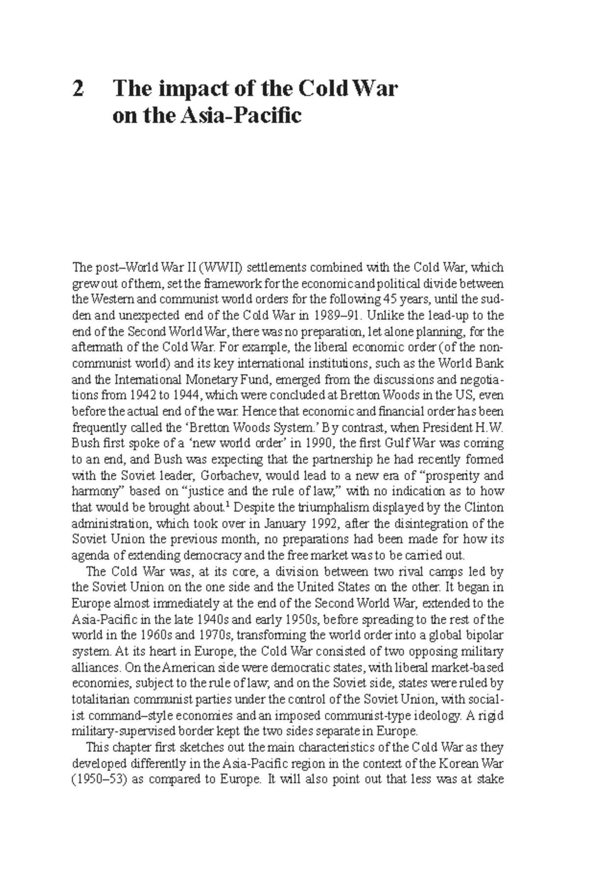 The Impact of the Cold War on WWII Settlements and Global Order (HIST ...