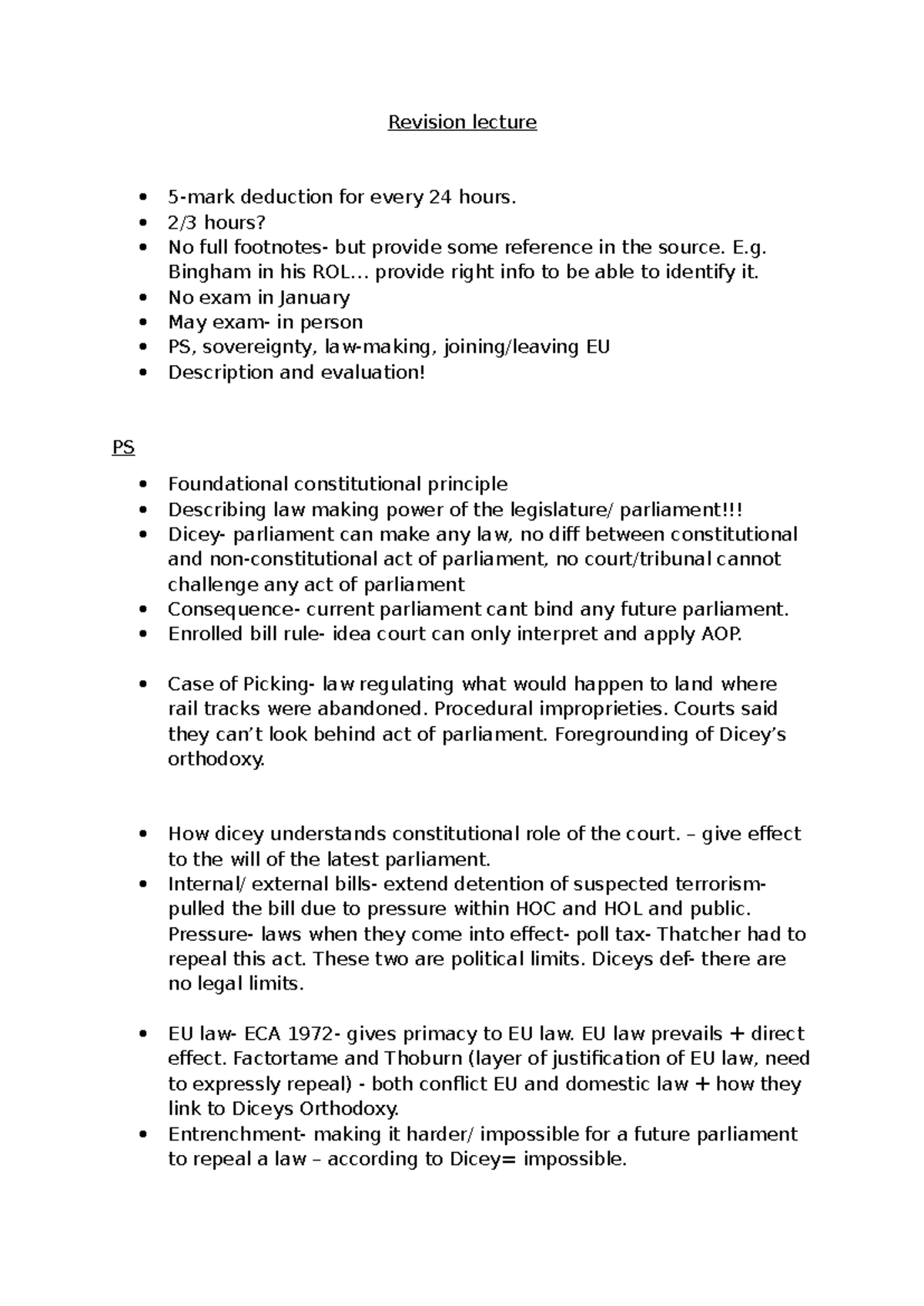 PS Revision Lecture: Constitutional Principles and Parliamentary ...