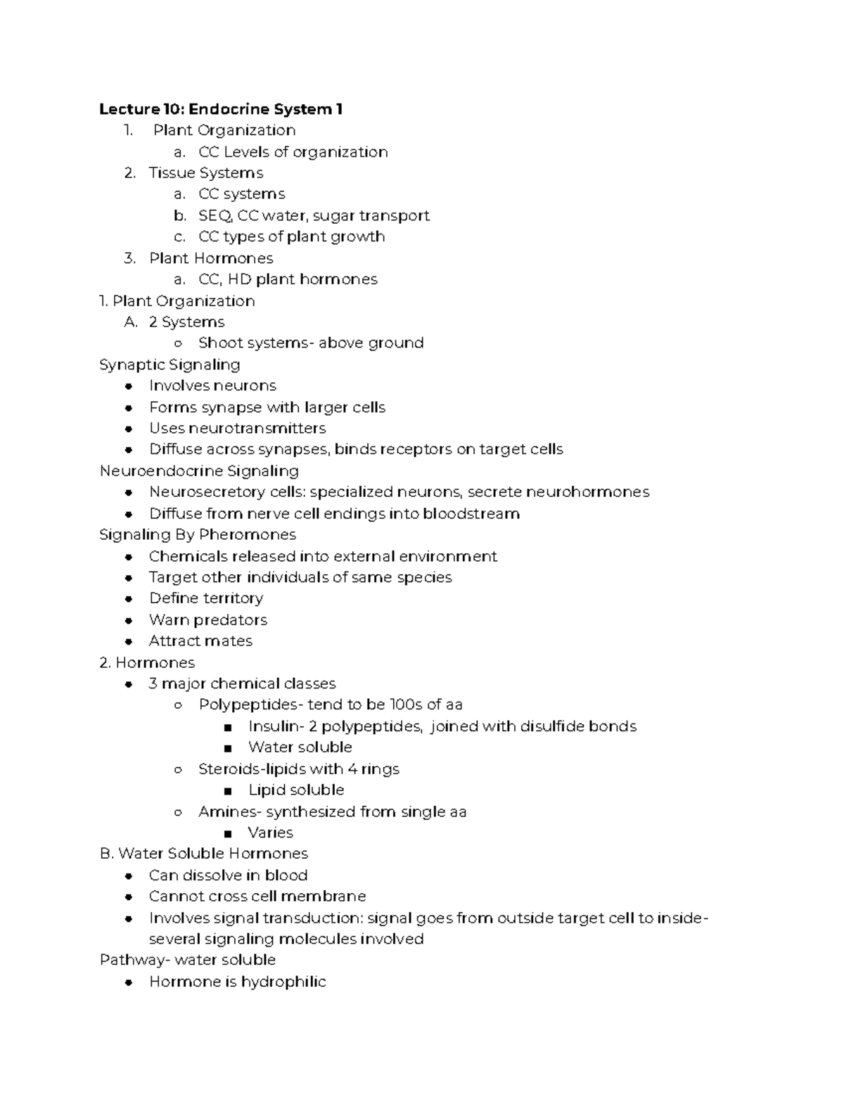 Bio 116 Spring 2025 - Lecture Notes on Endocrine & Reproductive Systems ...
