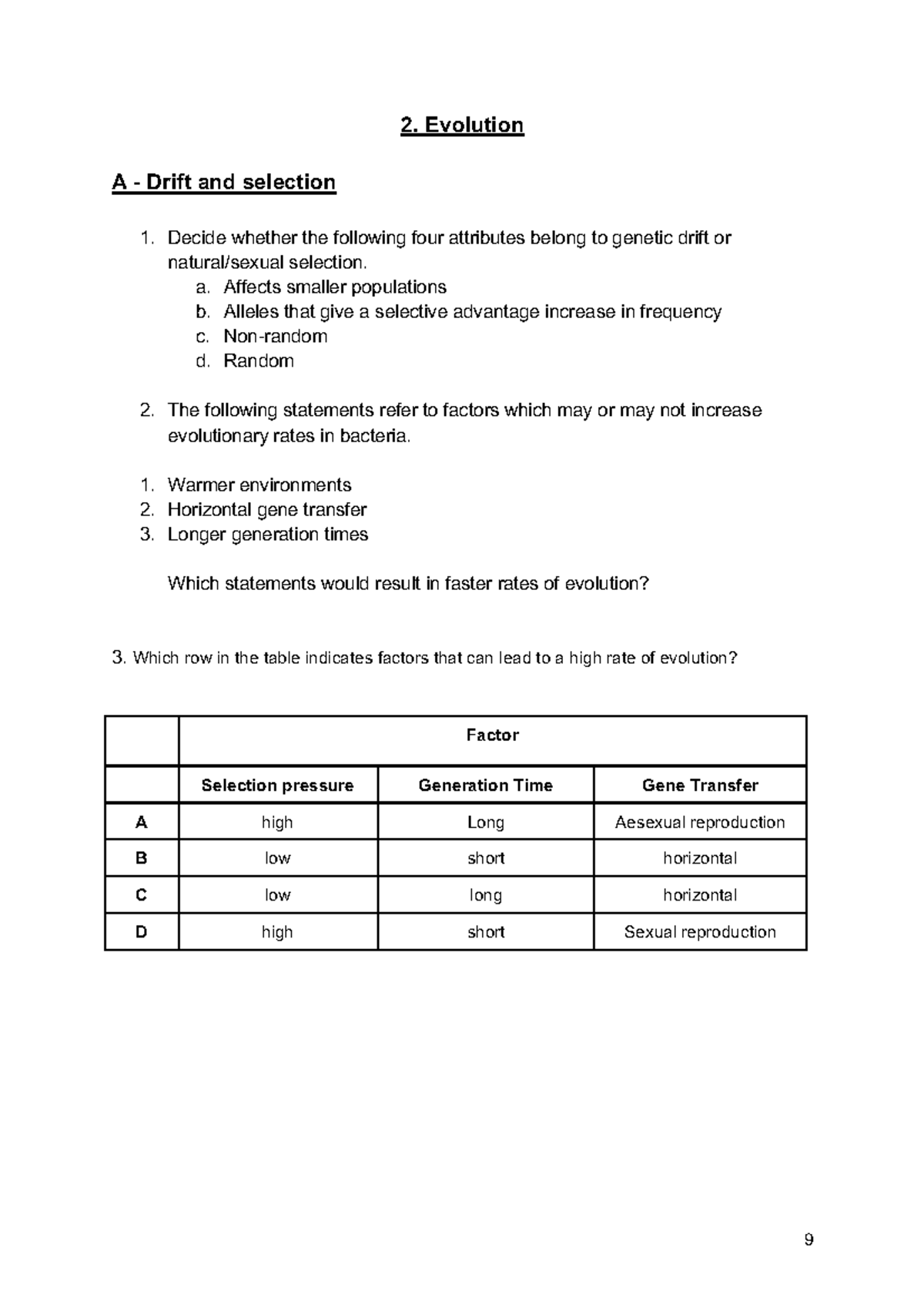 Advanced Higher Biology Unit 2: Evolution Questions - Studocu