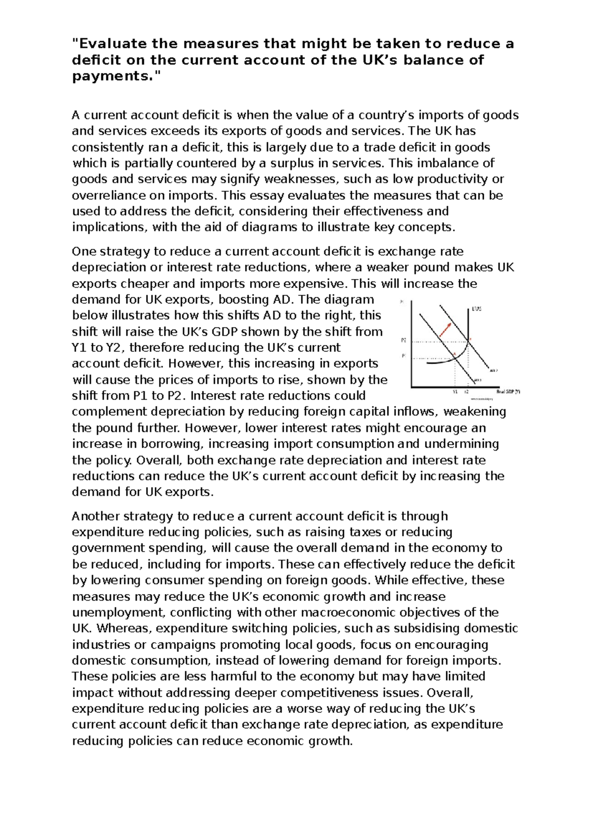 ECN 101: Evaluating Measures to Reduce UK's Current Account Deficit ...