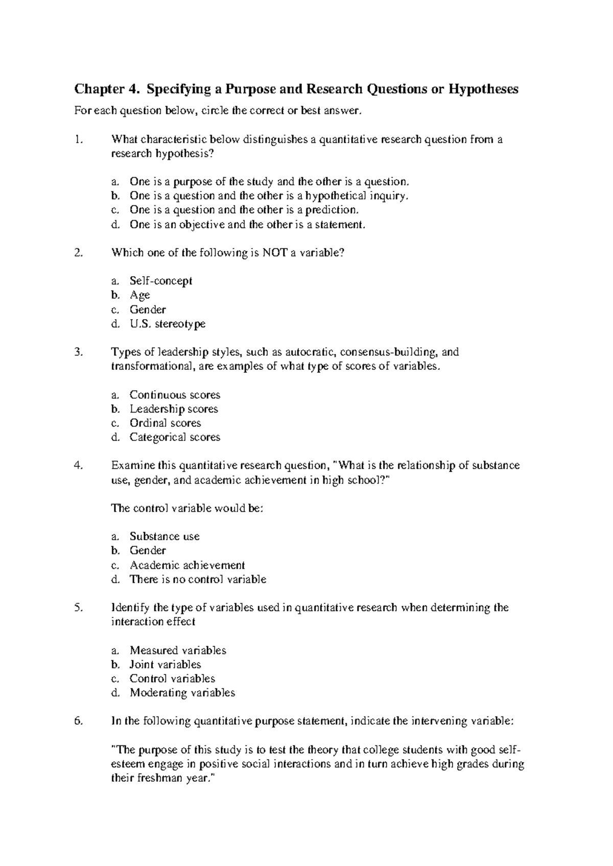 Revision Question-2 - mmmmmm - Chapter 4. Specifying a Purpose and ...
