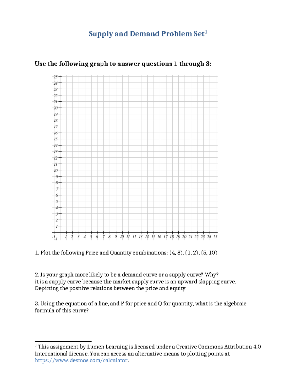 03 Supply and Demand Problem Set: Graphing and Equilibrium Analysis ...