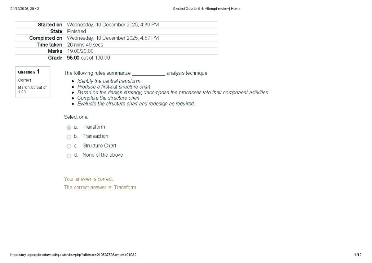 CS 4403 Graded Quiz Unit 4: Attempt Review and Analysis - Studocu