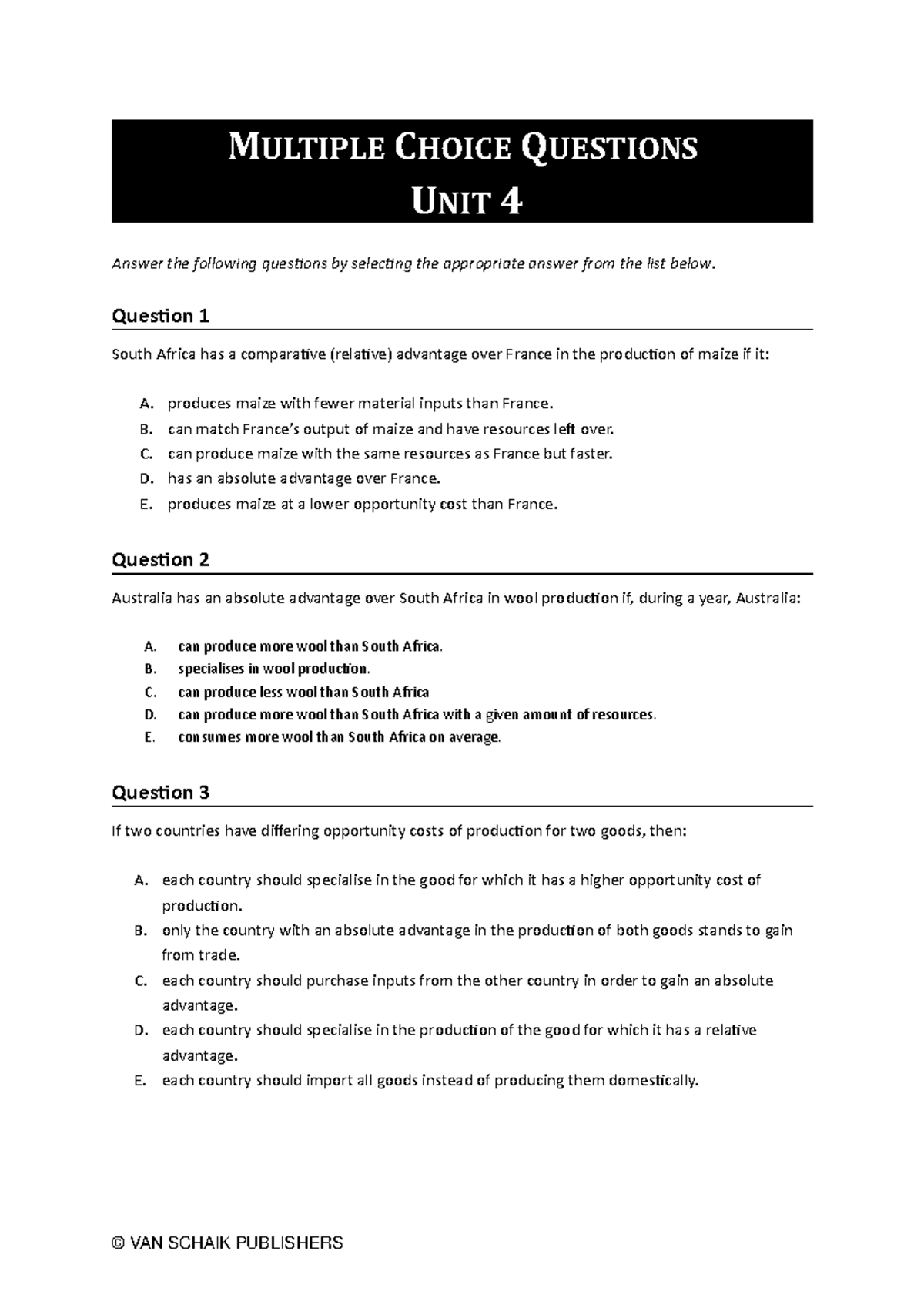 UNIT 4 MCQ Questions - prsactice multiple choice questins - MULTIPLE ...