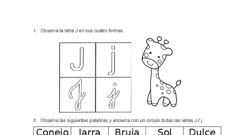 Guía de Escritura: Letra J y sus Formas - 598132143 - Studocu