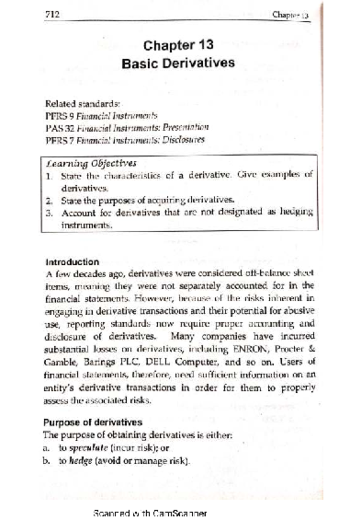 IA1 Chapter 13 - Understanding Basic Derivatives and Their Risks - Studocu