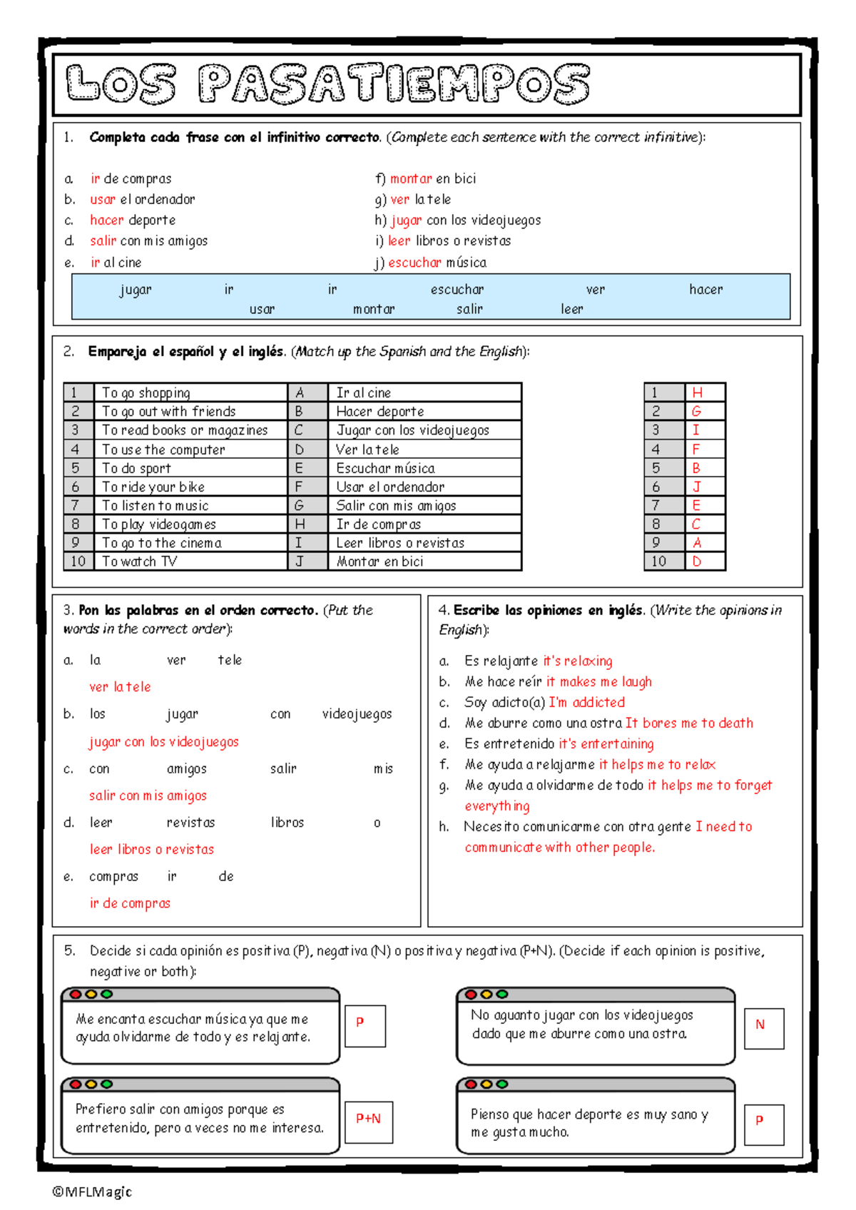 Respuestas sobre Pasatiempos - MFL 101 Final Exam Notes - Studocu
