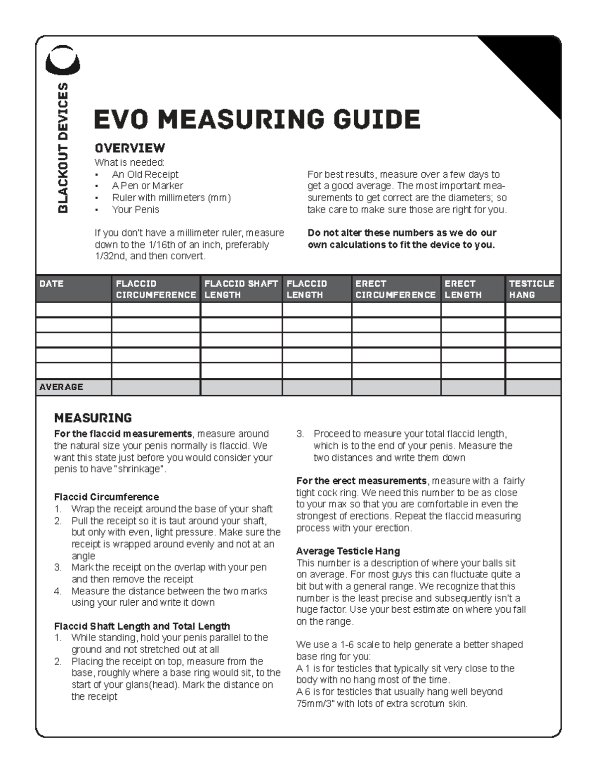 Blackout Devices Evo Measuring Guide: Accurate Measurement Tips - Studocu