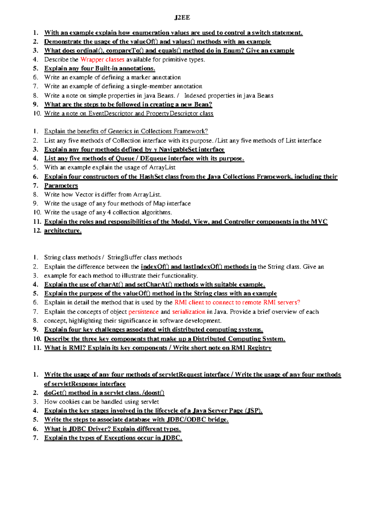 J2EE Final Exam: Key Concepts and Examples in Java Programming - Studocu