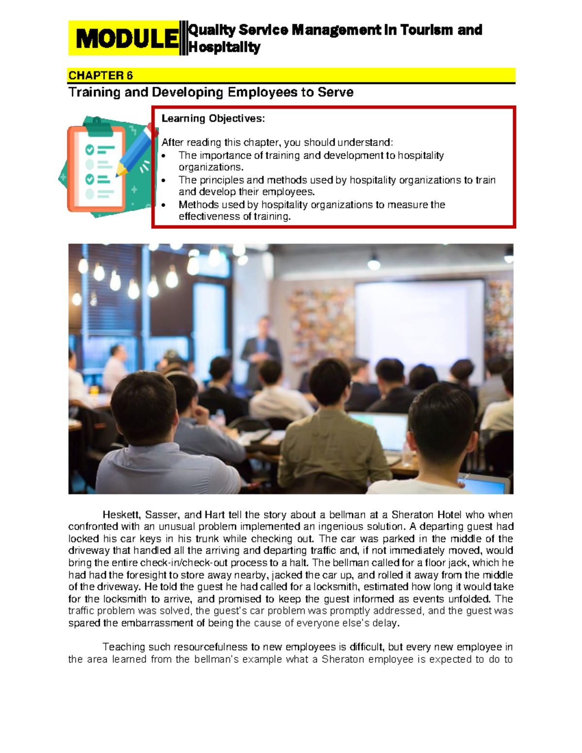 Chapter 6 Training and Developing Employees to Serve - MODULE ...