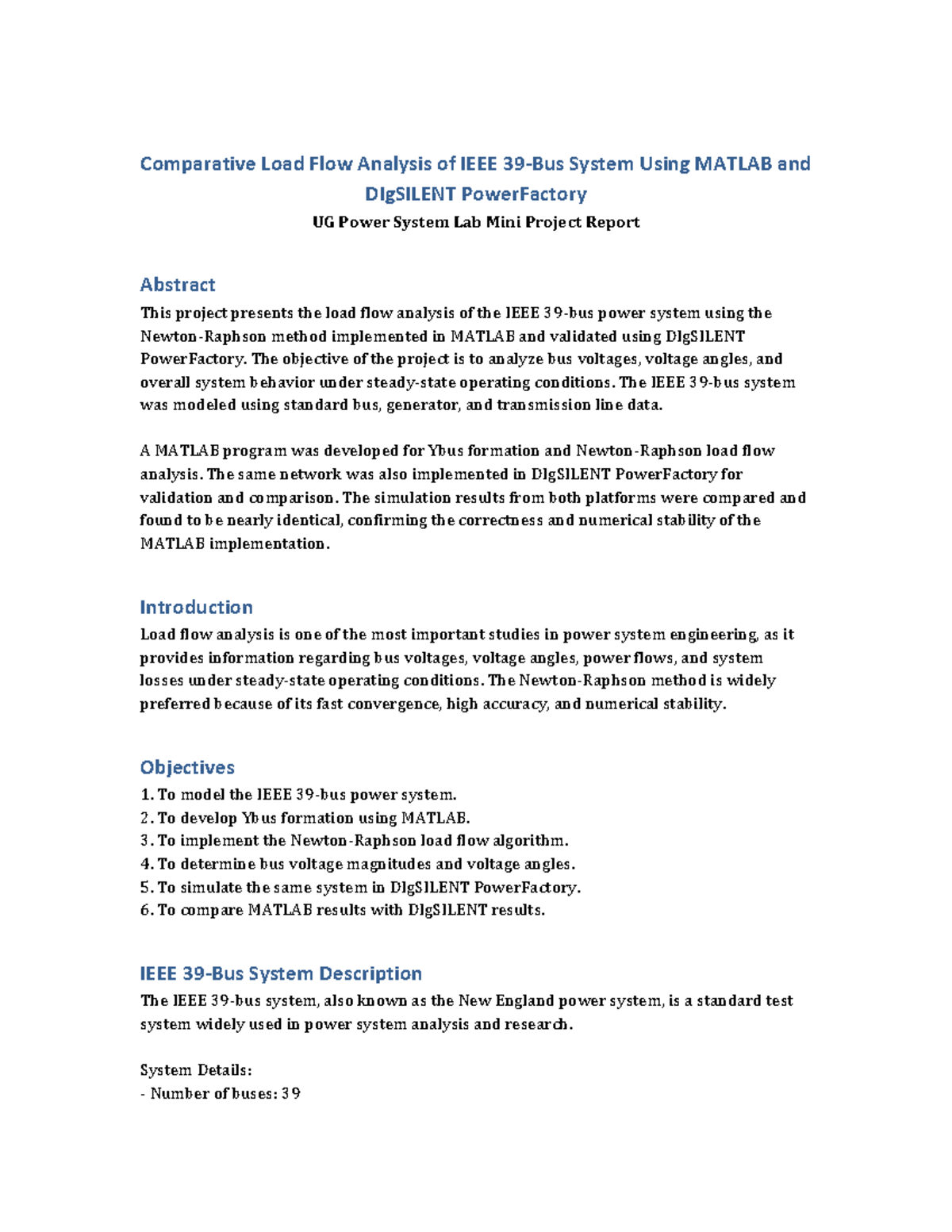 Comparative Load Flow Analysis of IEEE 39 System Using MATLAB and ...