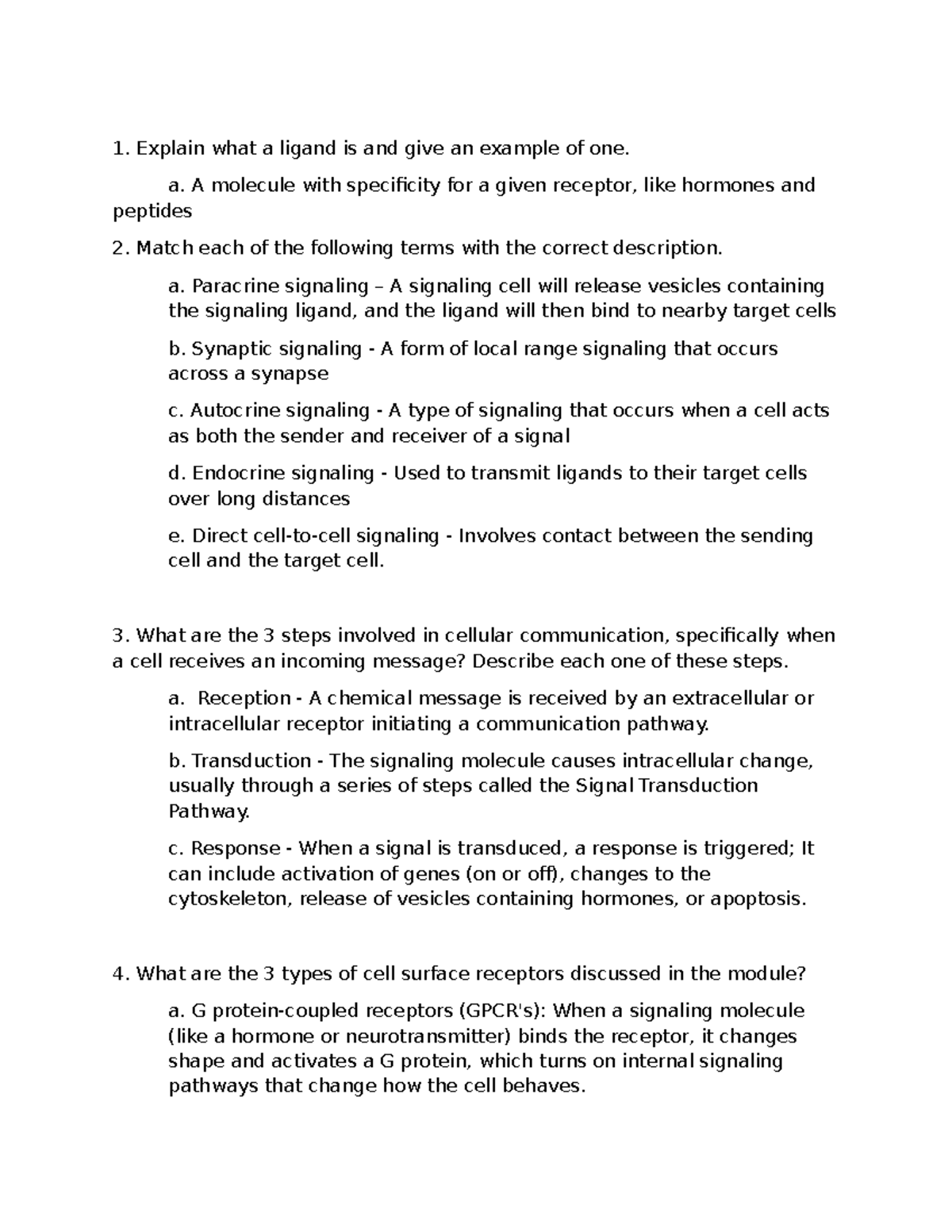 Module 5 Study Guide - Cell Signaling Concepts and Mechanisms - Studocu