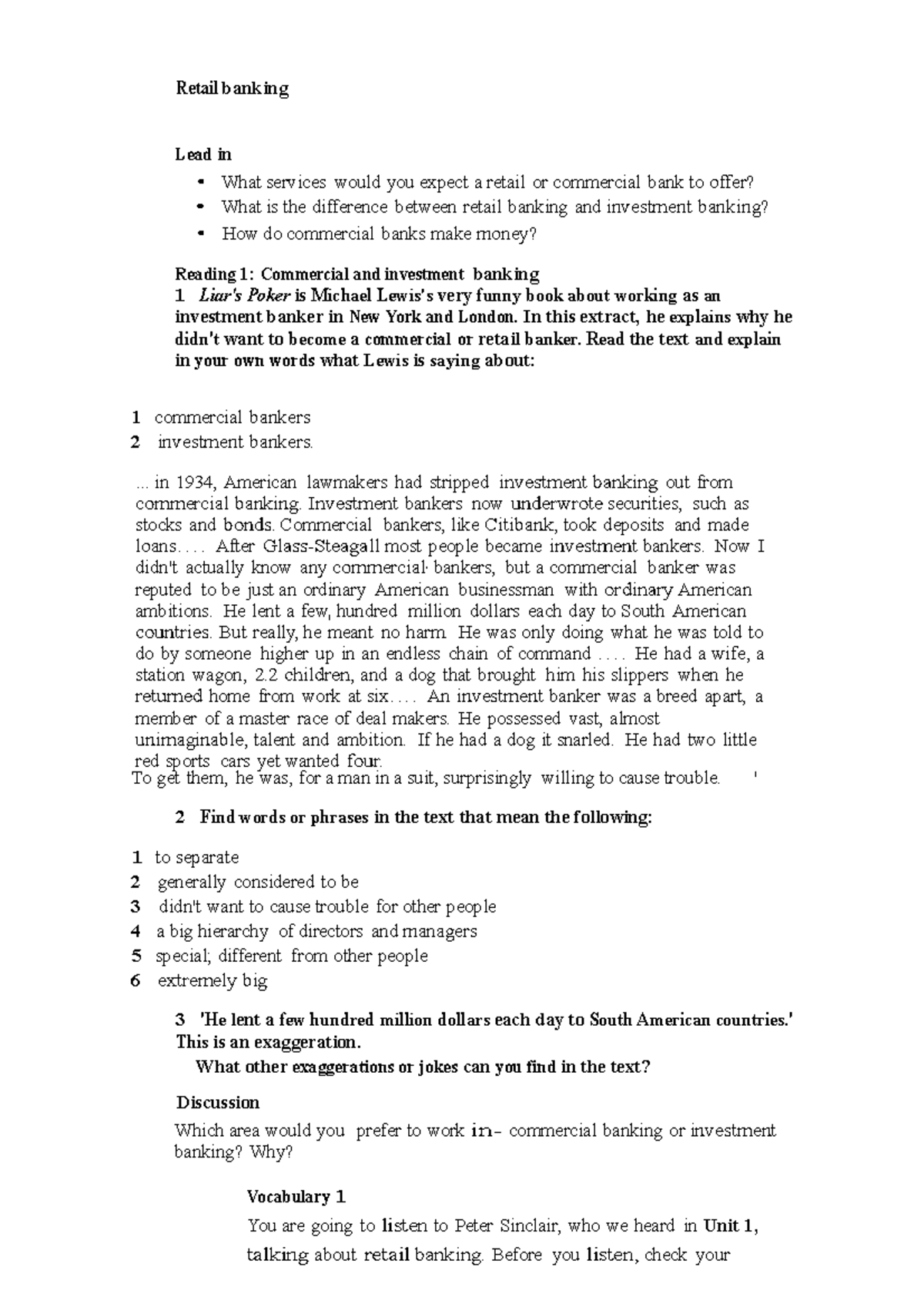 Retail Banking 2 - Overview, Insights, and Vocabulary Notes - Studocu