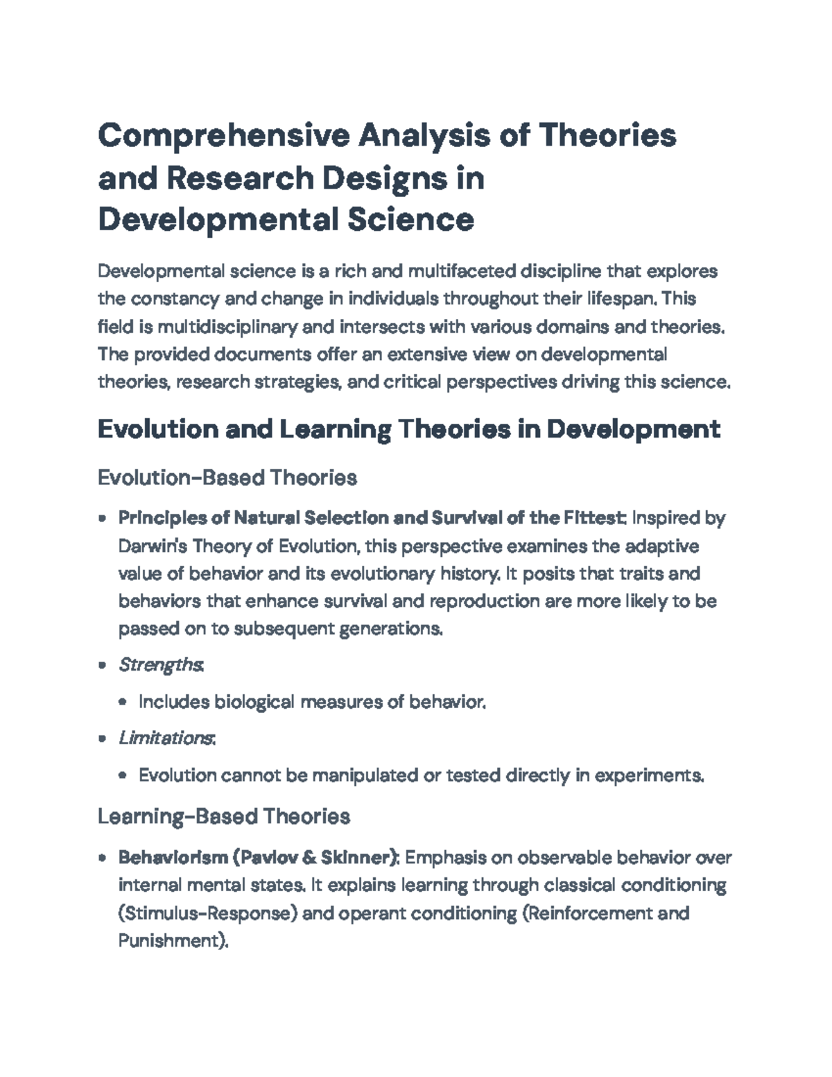 Comprehensive Guide on Theories & Research Designs in Developmental Science - Studocu