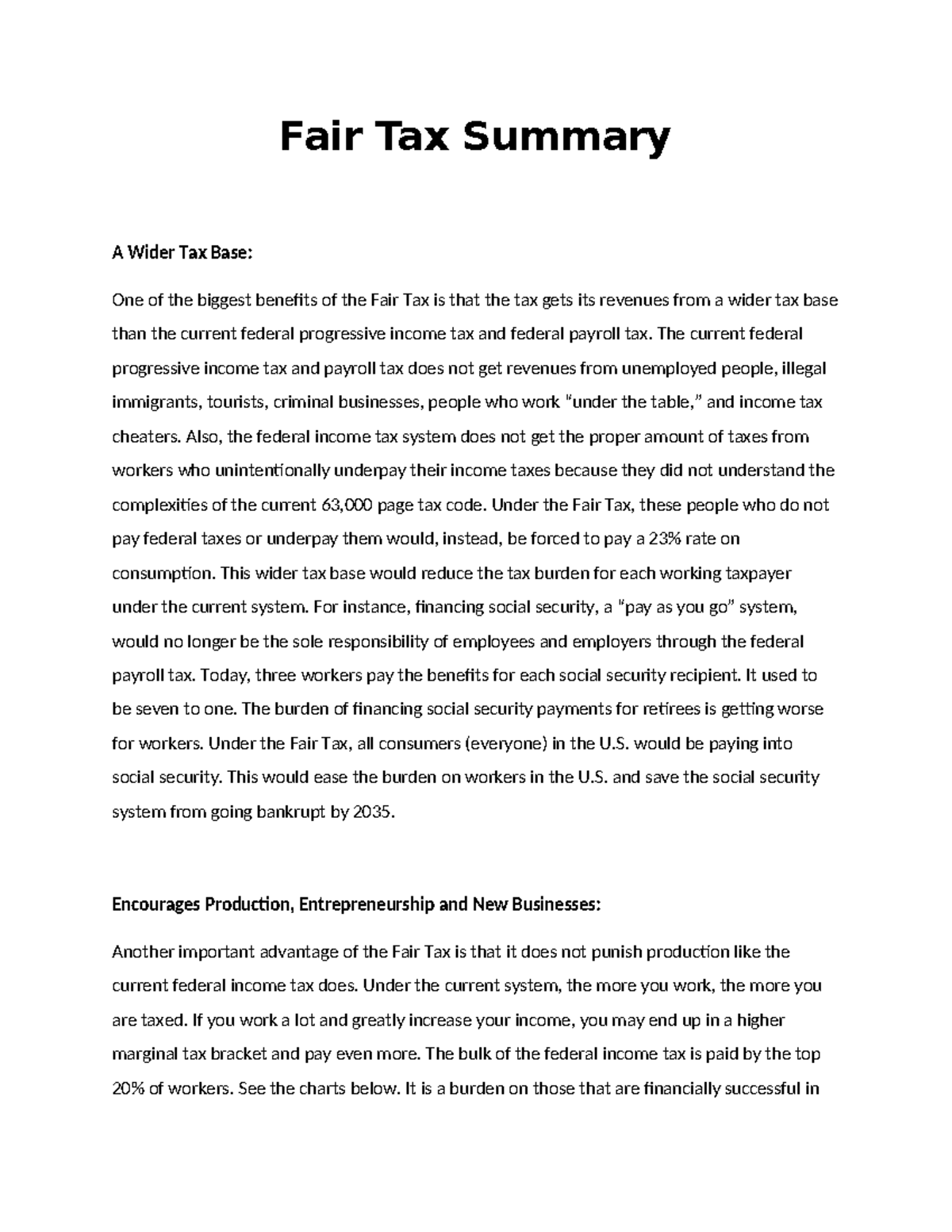 Understanding the Fair Tax: Benefits and Implications for All - Studocu